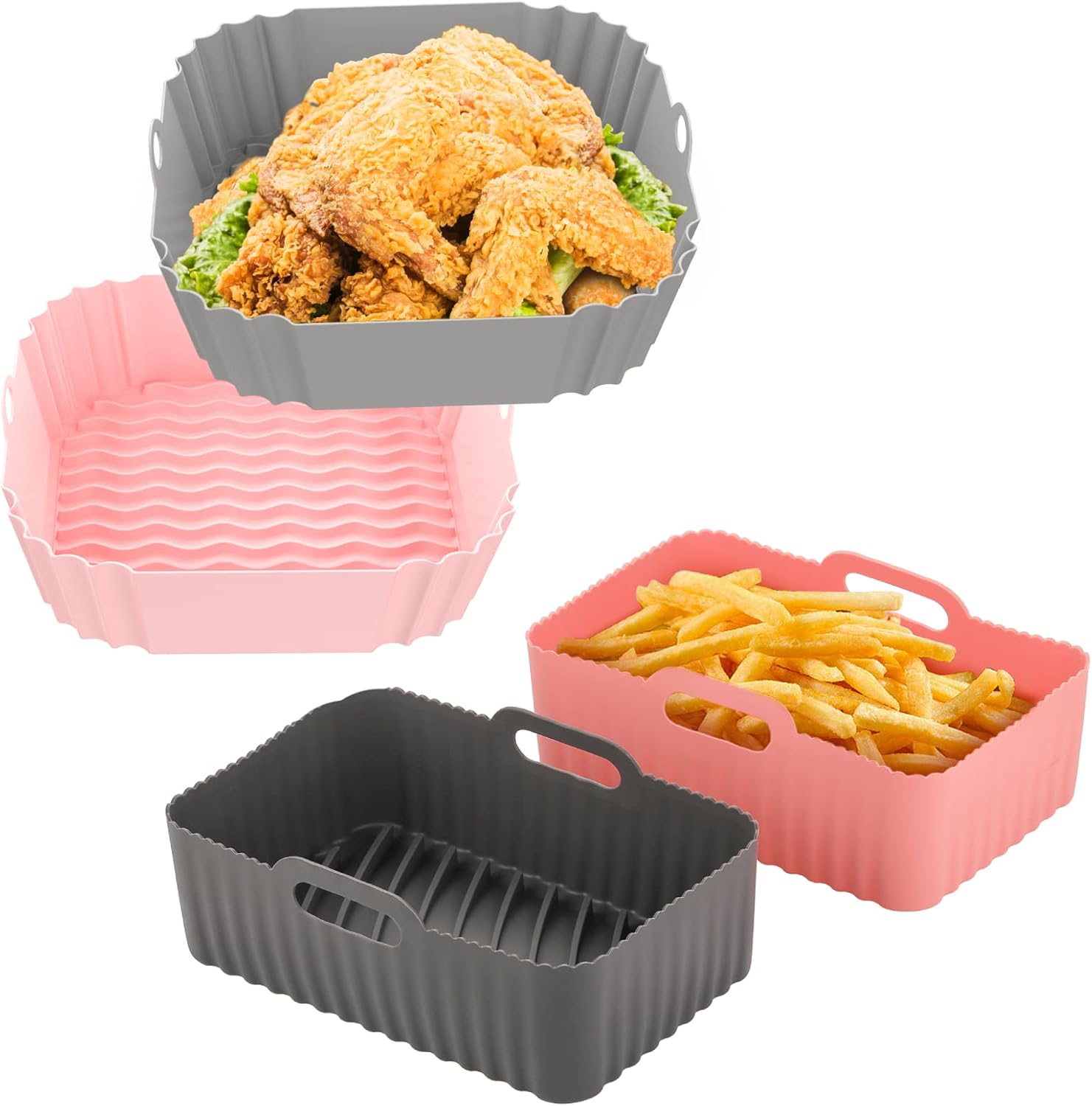 Amazon.com: OUTXE 2-Pack Square Silicone Air Fryer Liners 8 inch for 4 ...