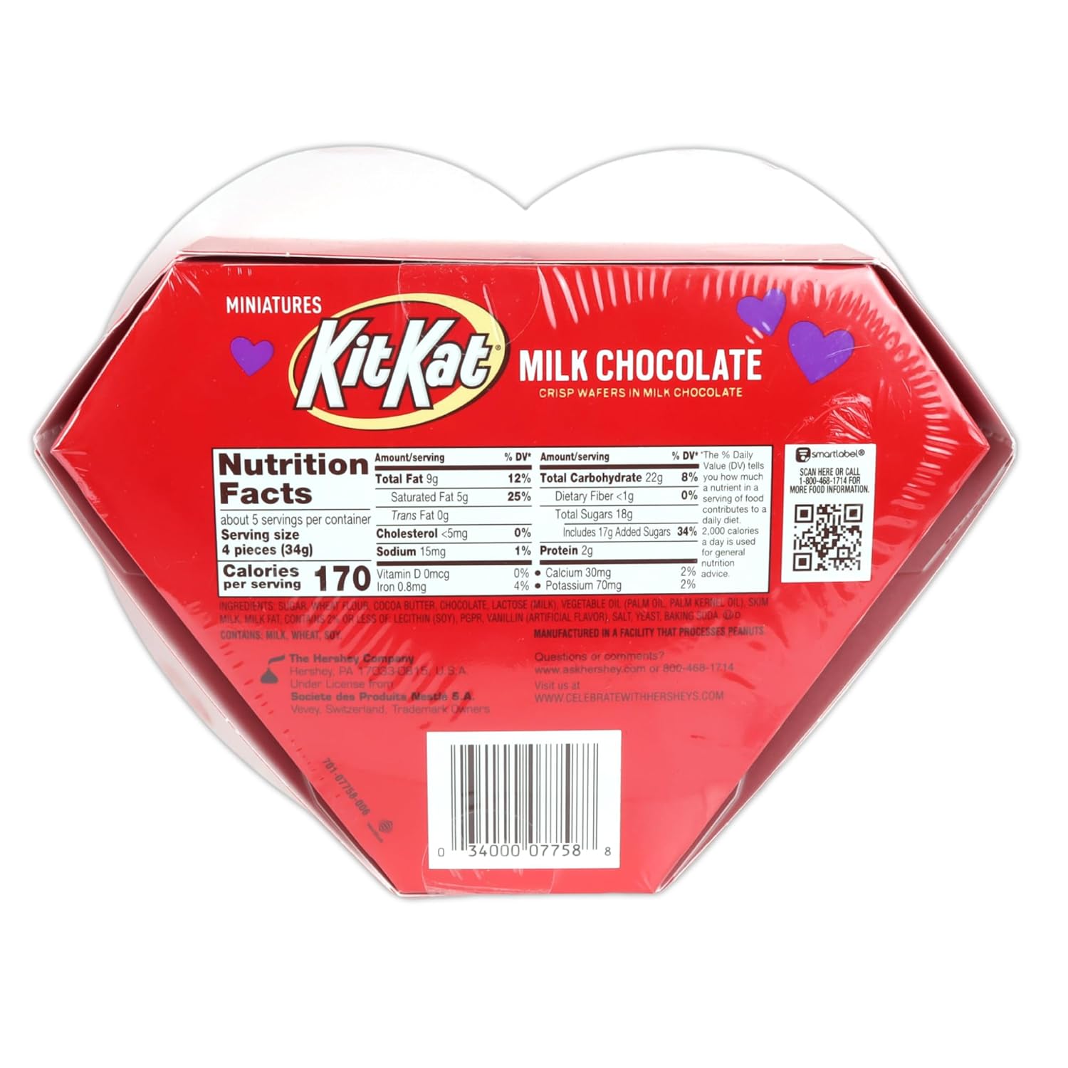 Kit Kat – Caja de corazón de caramelo para el día de San Valentín, mini ...