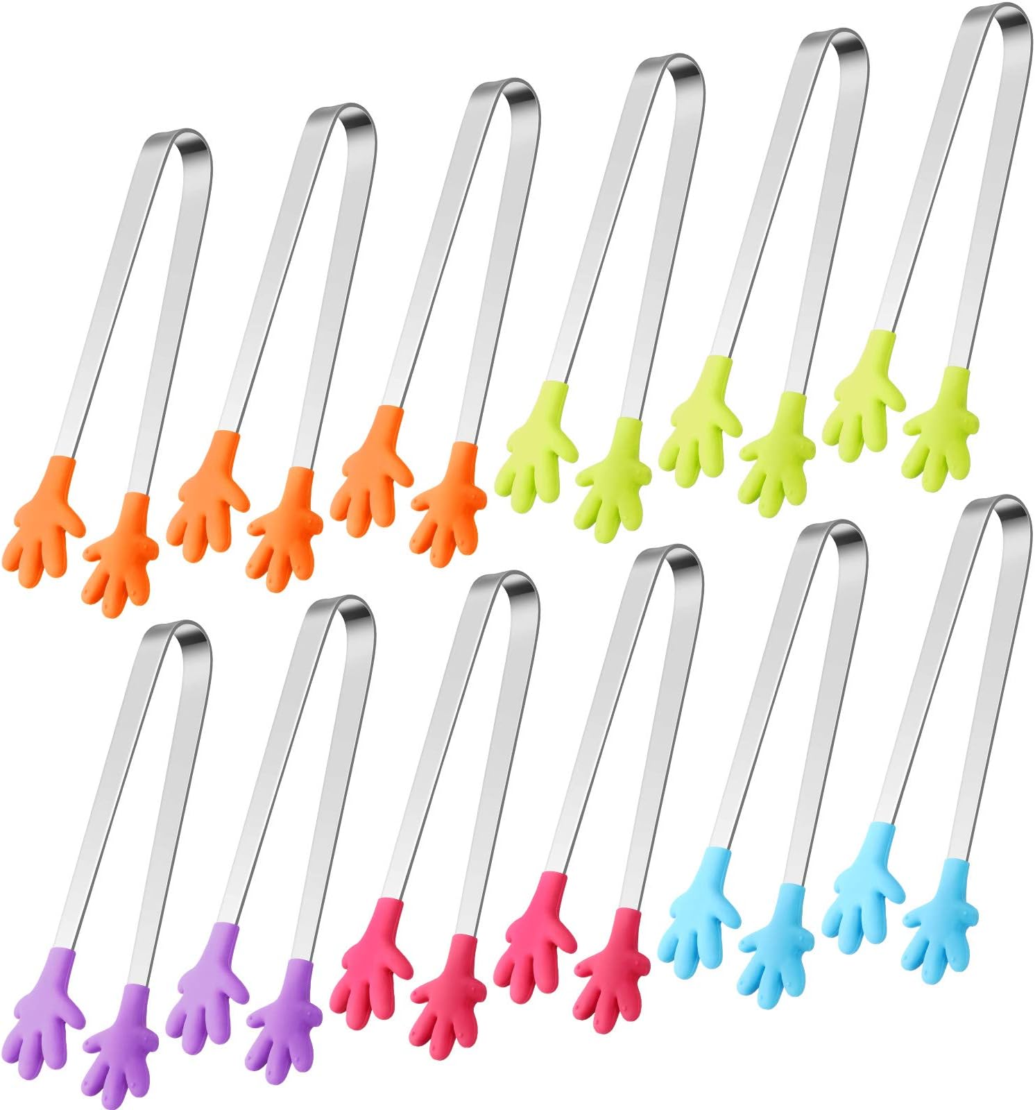 Amazon.com: 12 Pcs Mini Tong Hand Shape Silicone Tongs 5 Inch Small ...