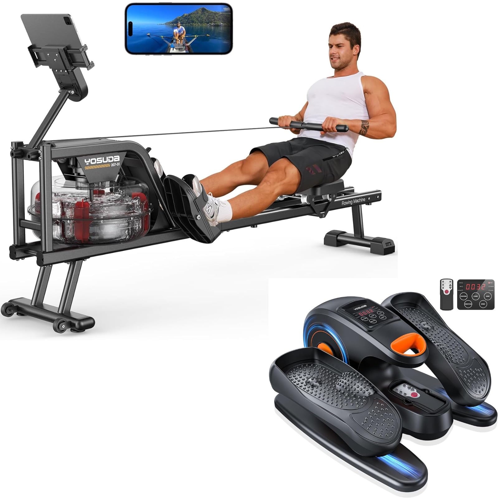 Amazon.com : YOSUDA Magnetic Water Rowing Machine with Tablet Holder ...