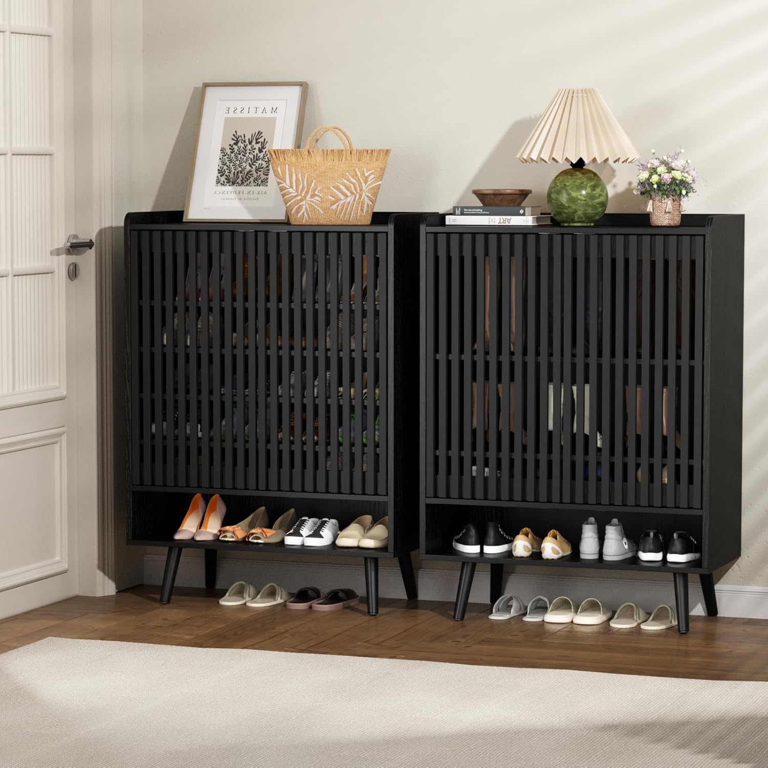Amazon.com: Set of 2 Large Shoe Cabinet with Doors, 6-Tier Entryway ...