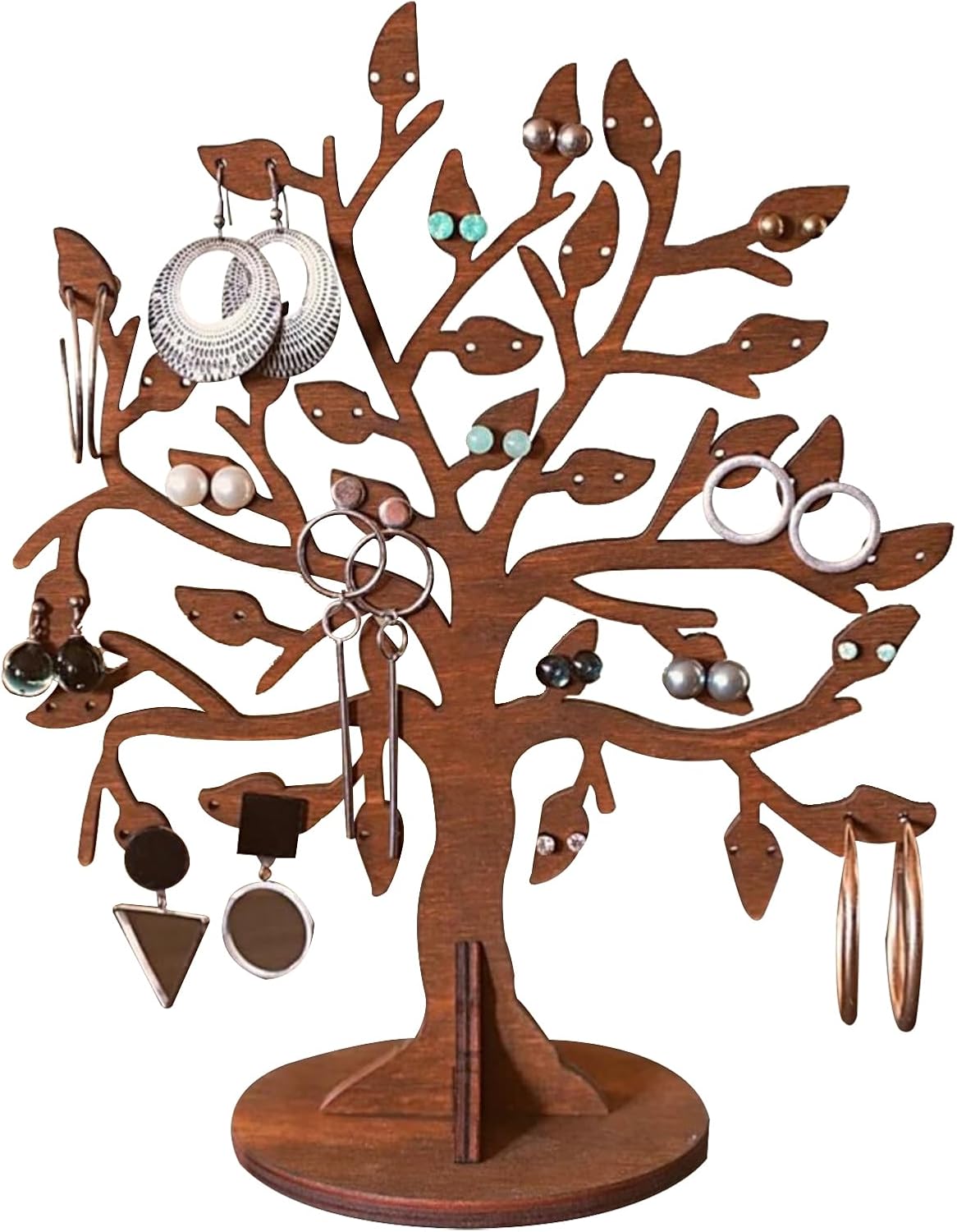Amazon.com: KASESSS Forma de Árbol Wooden Earring Holder, Earring Stand ...