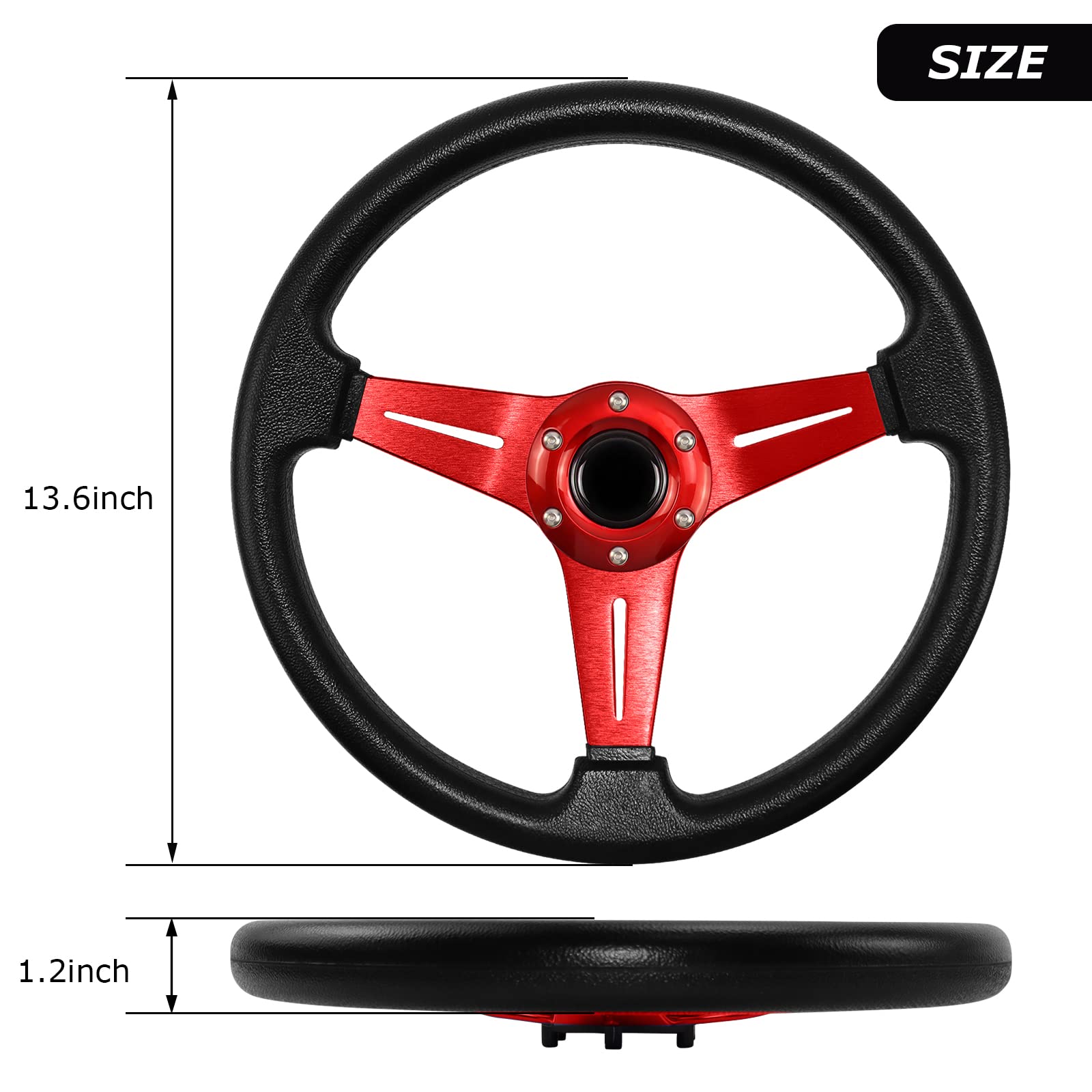 Snapklik.com : QYMOPAY Universal Racing Steering Wheel, 13.6 Inch 6 ...