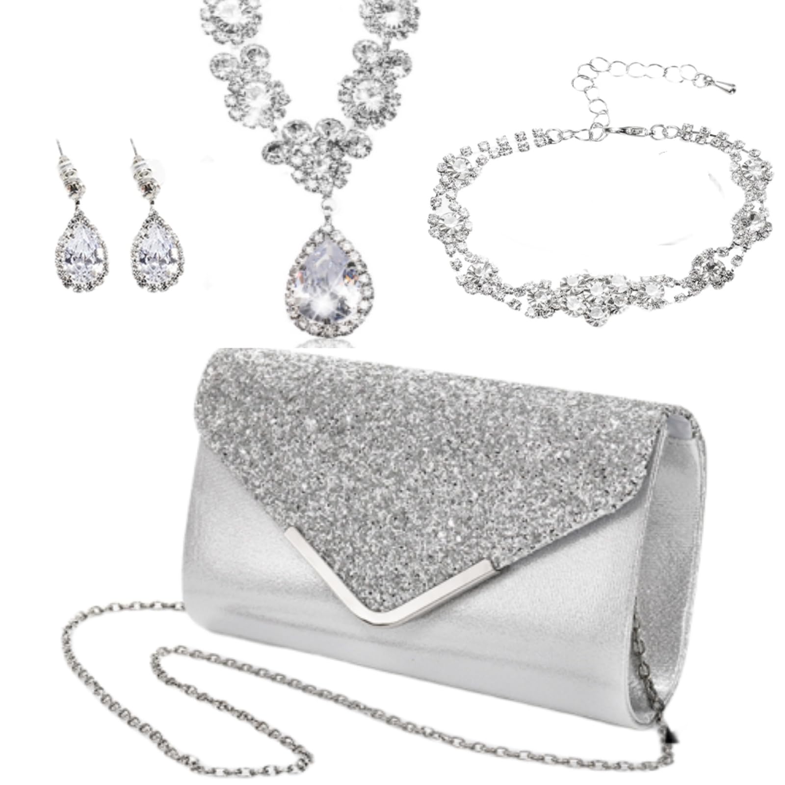 Amazon.com: Eorbow 4 Pack Rhinestone Jewelry Sets for Women, Earrings ...