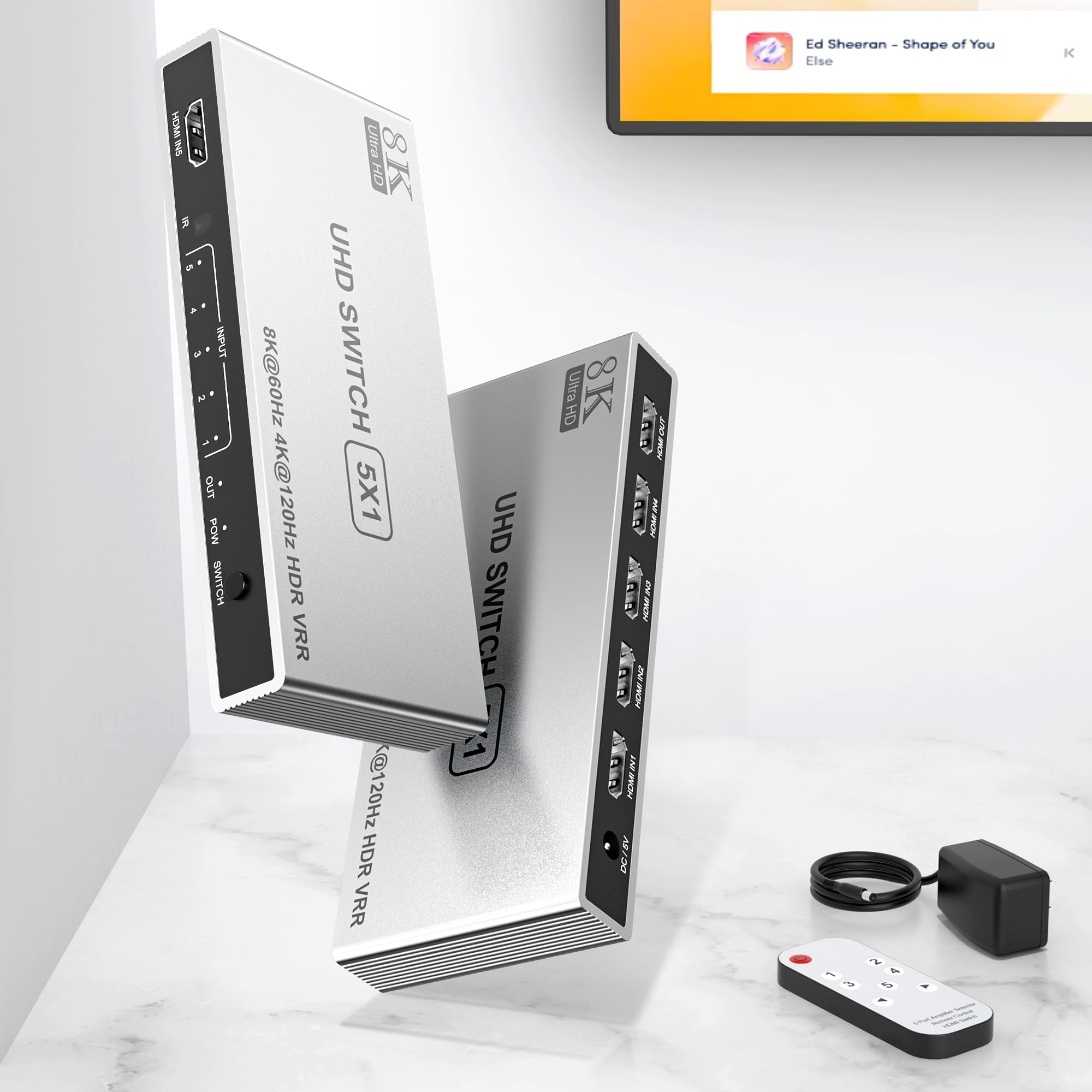 Amazon.com: 8K HDMI Switch 5 in 1 Out 8K@60Hz/4K@120Hz, Aluminum HDMI Splitter with IR Remote 5 ...