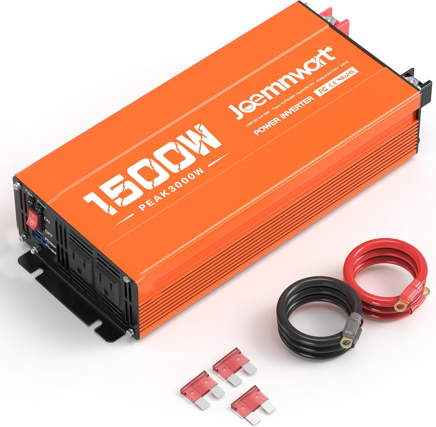 Amazon.com: Joemnwart 1500W Inverter 12V DC to 120V AC Converter with 2 ...