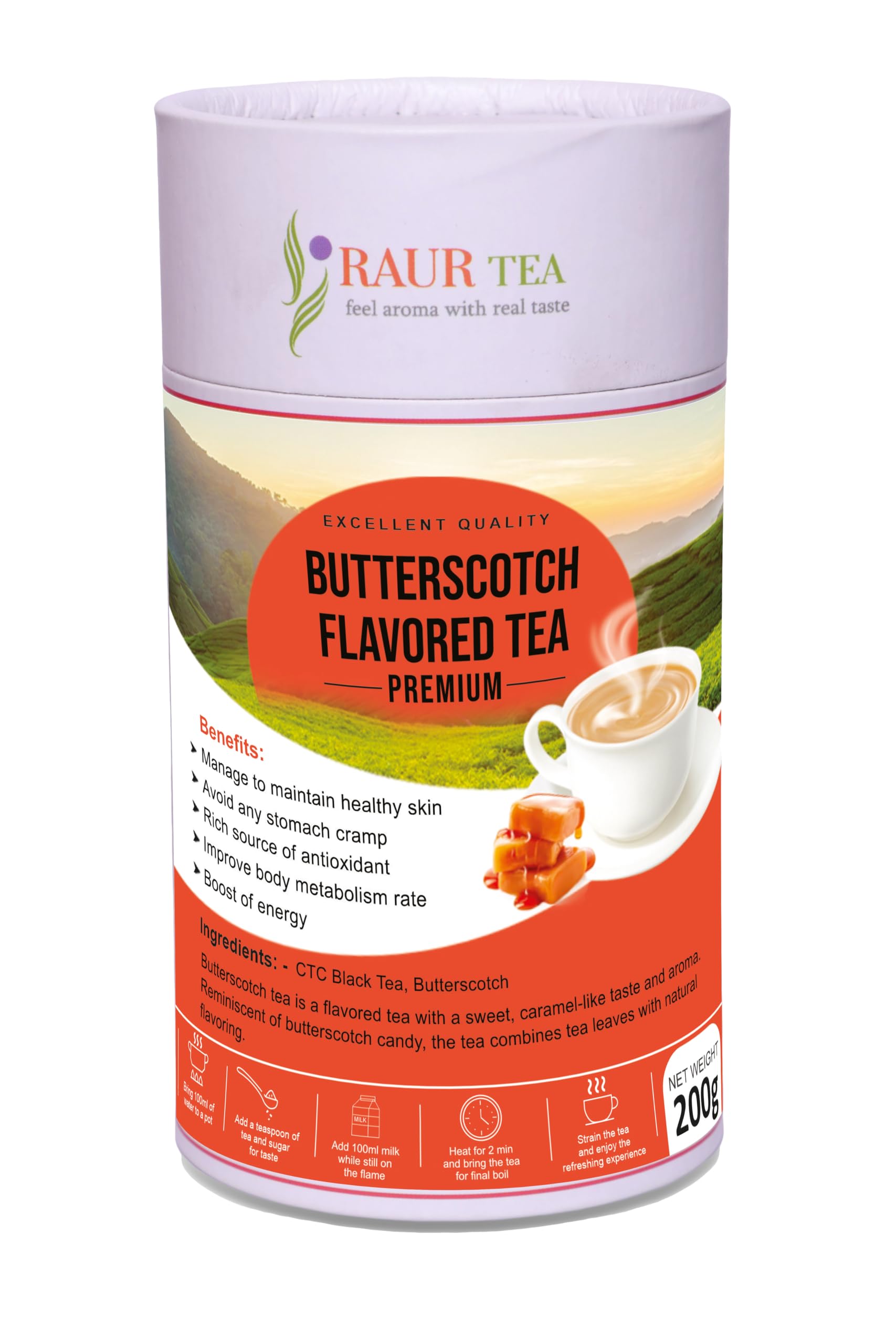 RAUR TEA Butterscotch Flavored Tea, 200g : Amazon.in: Grocery & Gourmet ...