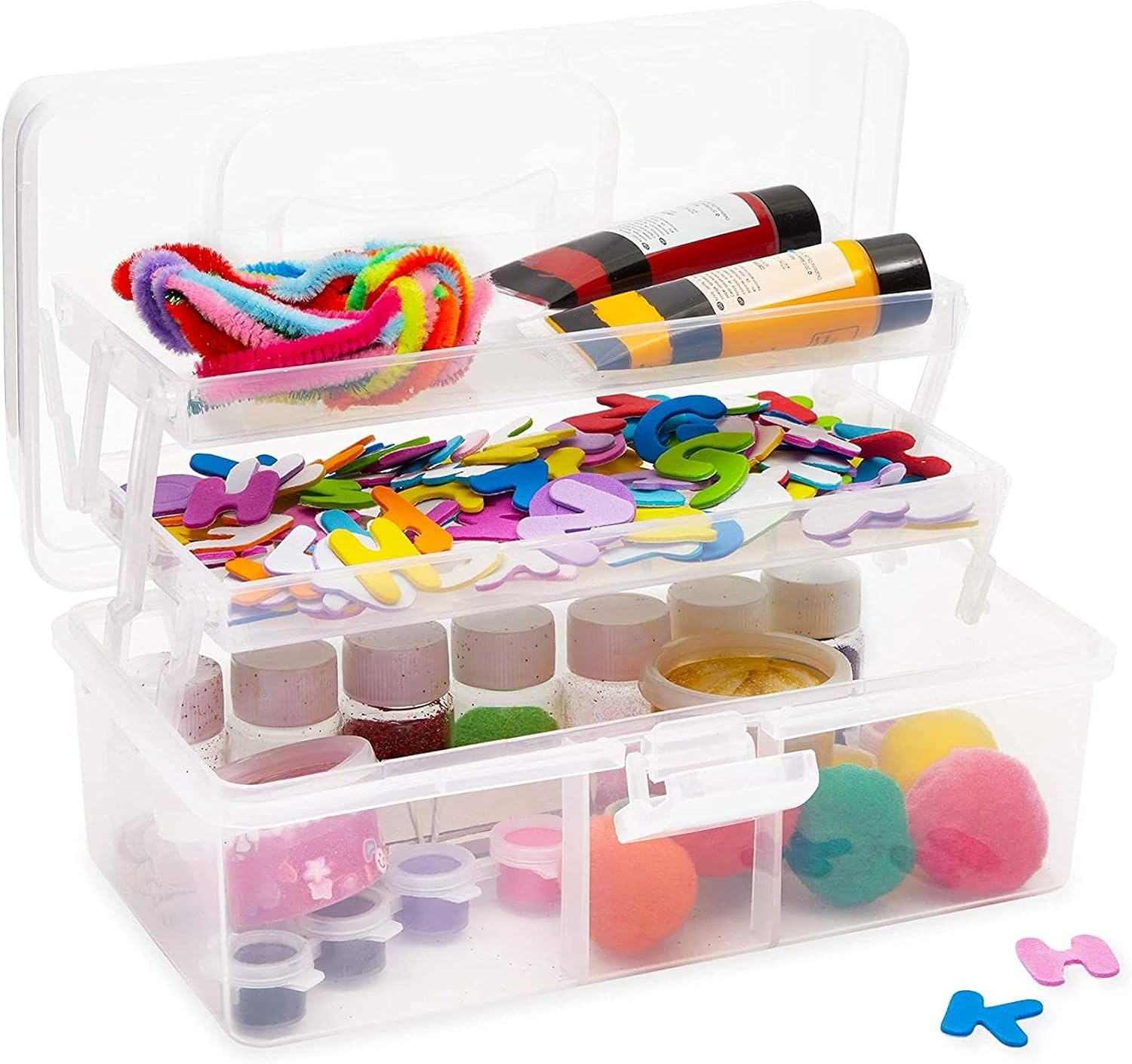 Amazon.com: Art and Craft Supply Case, Clear Storage Art Tool Box ...