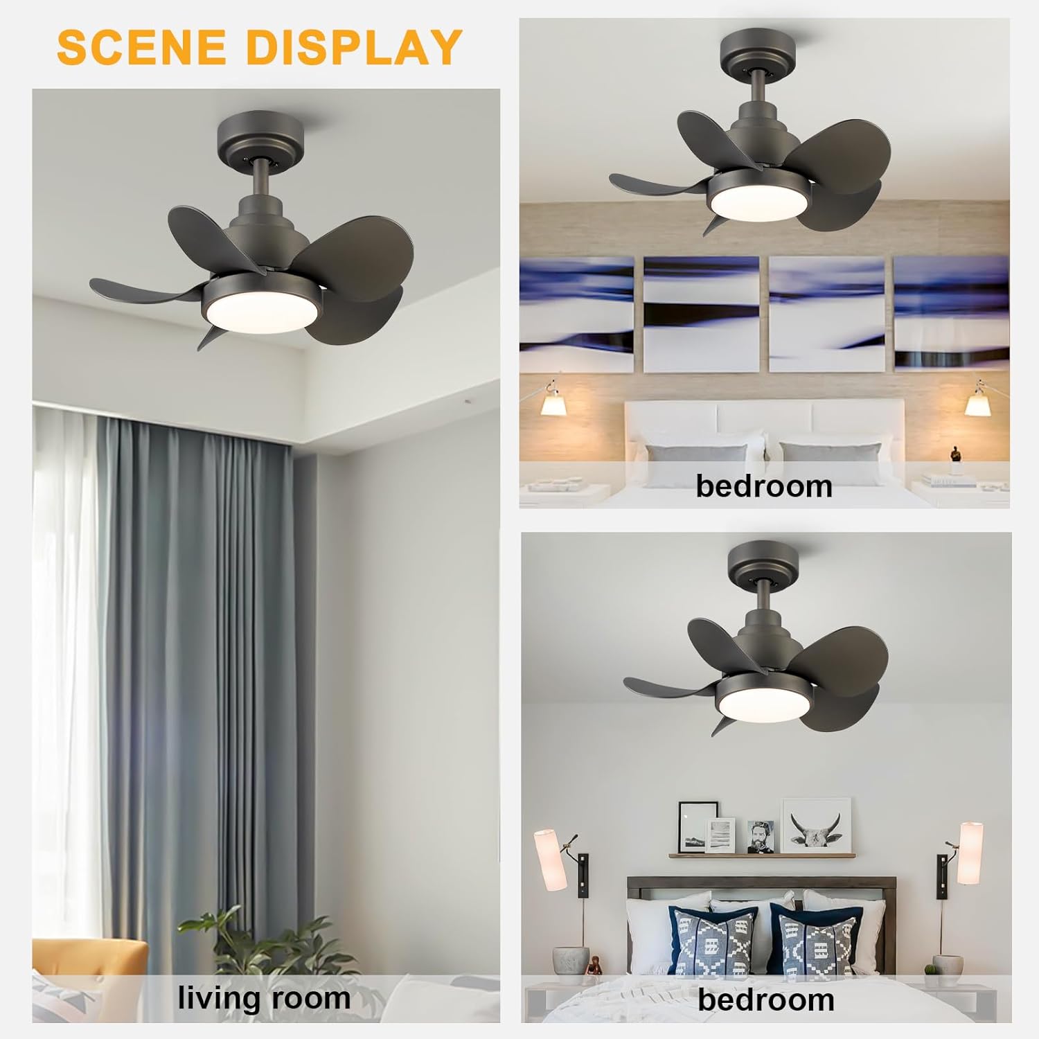 22inch Ceiling Fan with Lights and Remote,Small Ceiling Fan Quiet ...