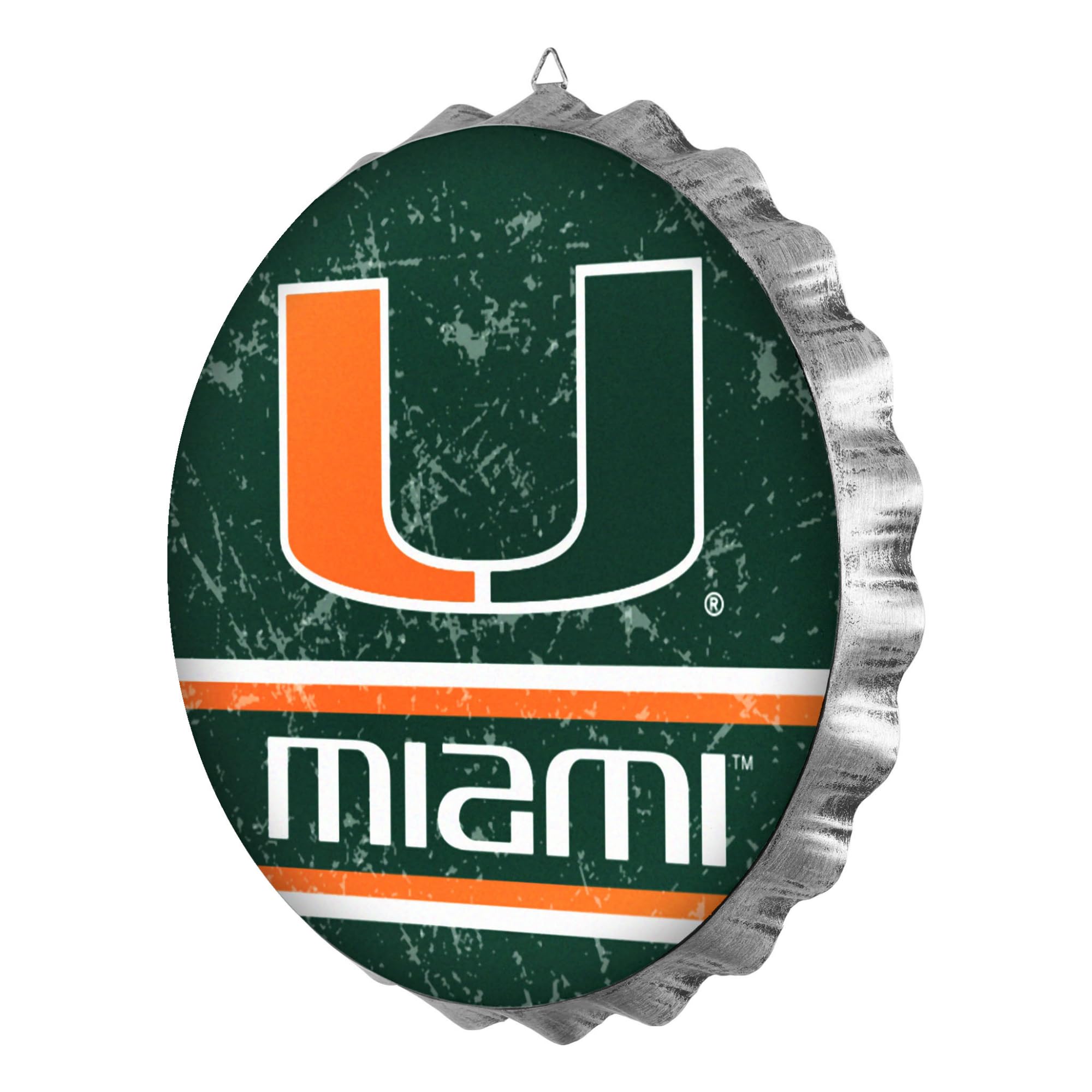 Amazon.com : Miami Hurricanes 13” Metal Distressed Bottle Cap Wall Sign ...