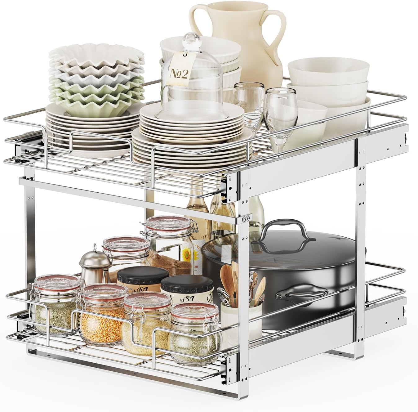 Amazon.com: Lxmons 2 Tier Pull-out Cabinet Organizer, 17" W x 21" D ...