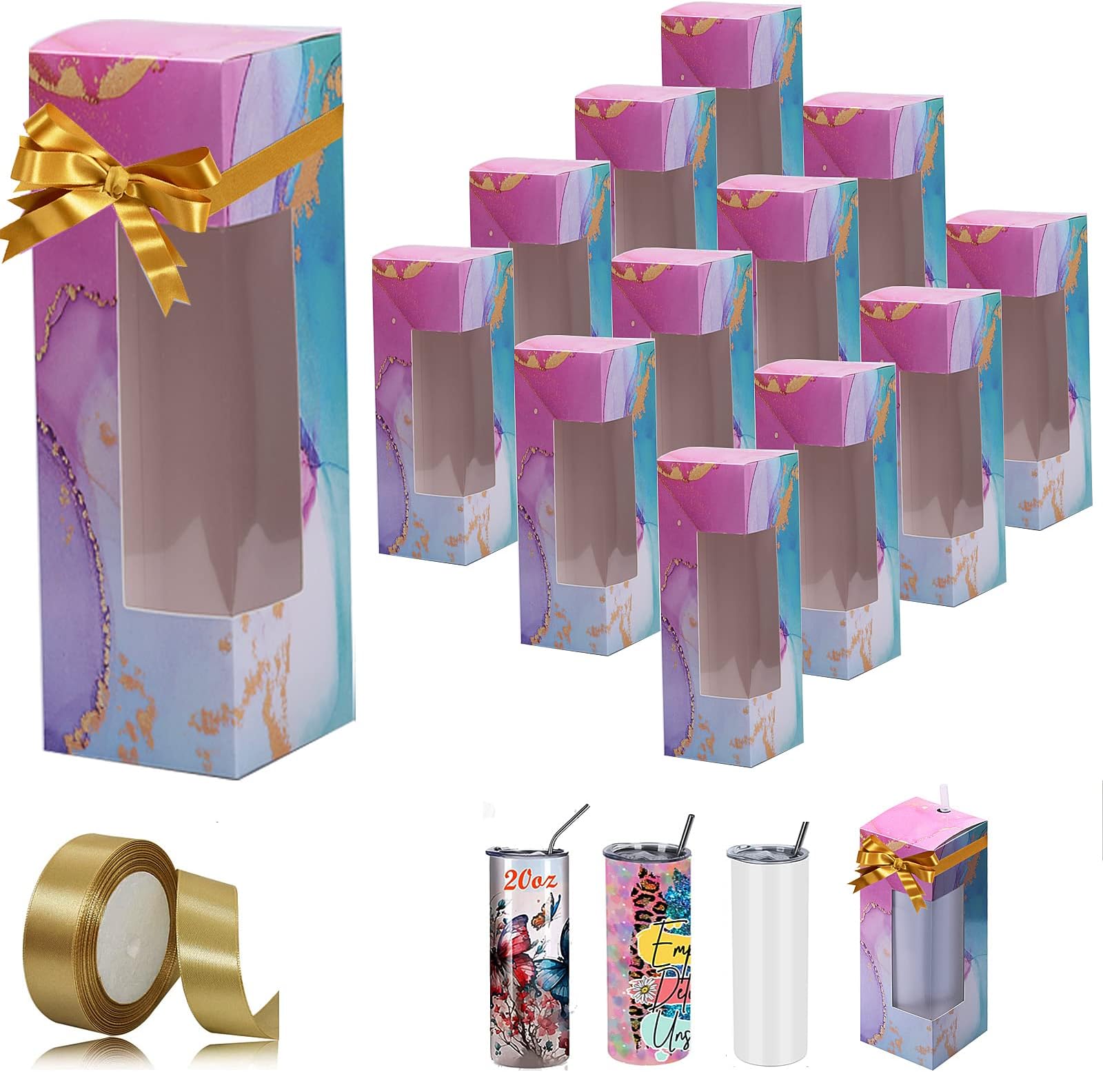 Amazon.com: Qilery 24 Pcs Gift Boxes for Sublimation Tumblers Gift Box ...