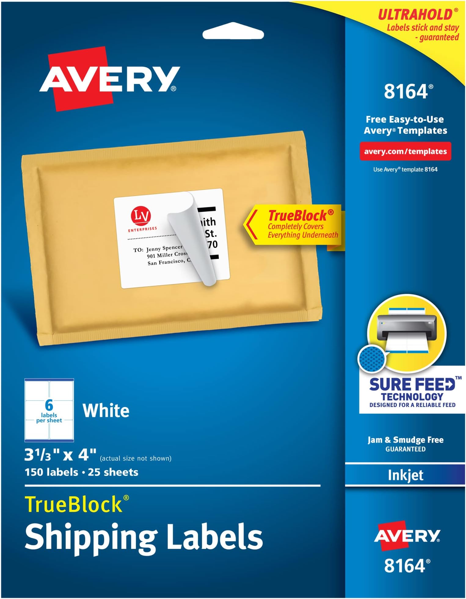 Amazon.com : Avery 8363 Shipping Labels with TrueBlock Technology ...
