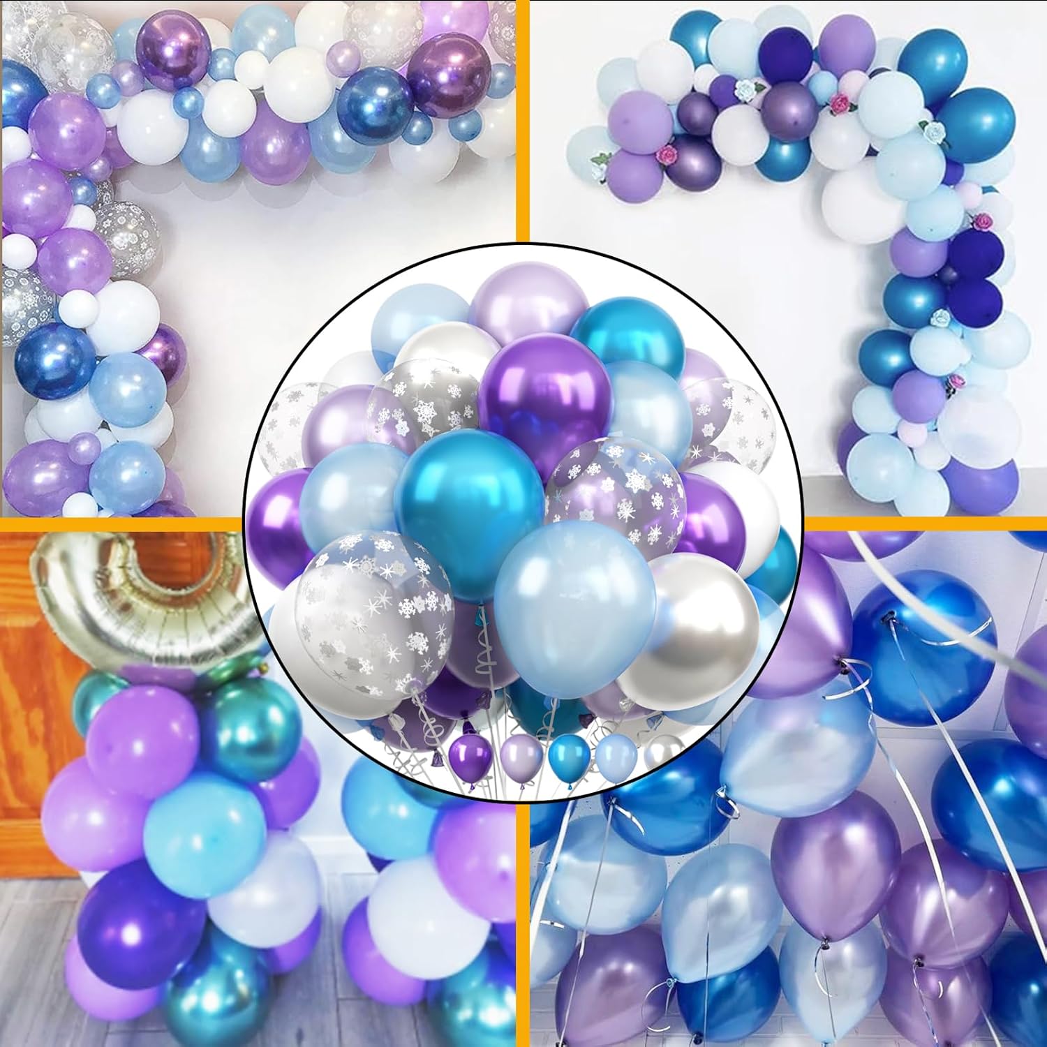 Globos de Frozen, 60 globos morados y azules de 12 pulgadas, globos de ...