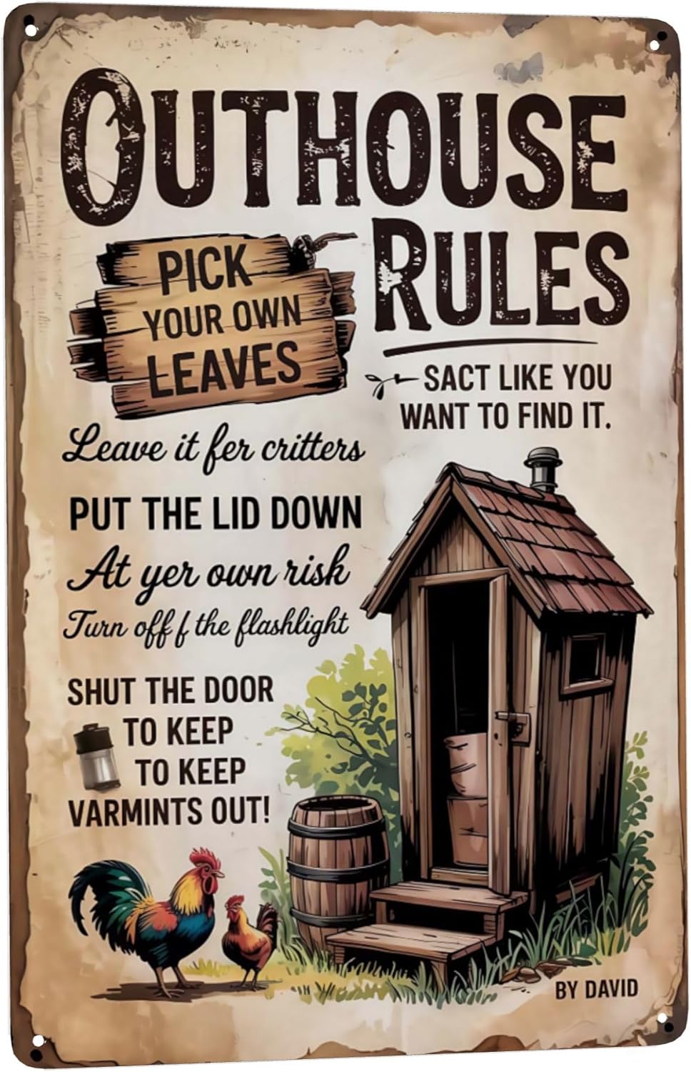 Amazon.com: Rustic Bathroom Outhouse Rules Wall Plaques Poster For Home ...