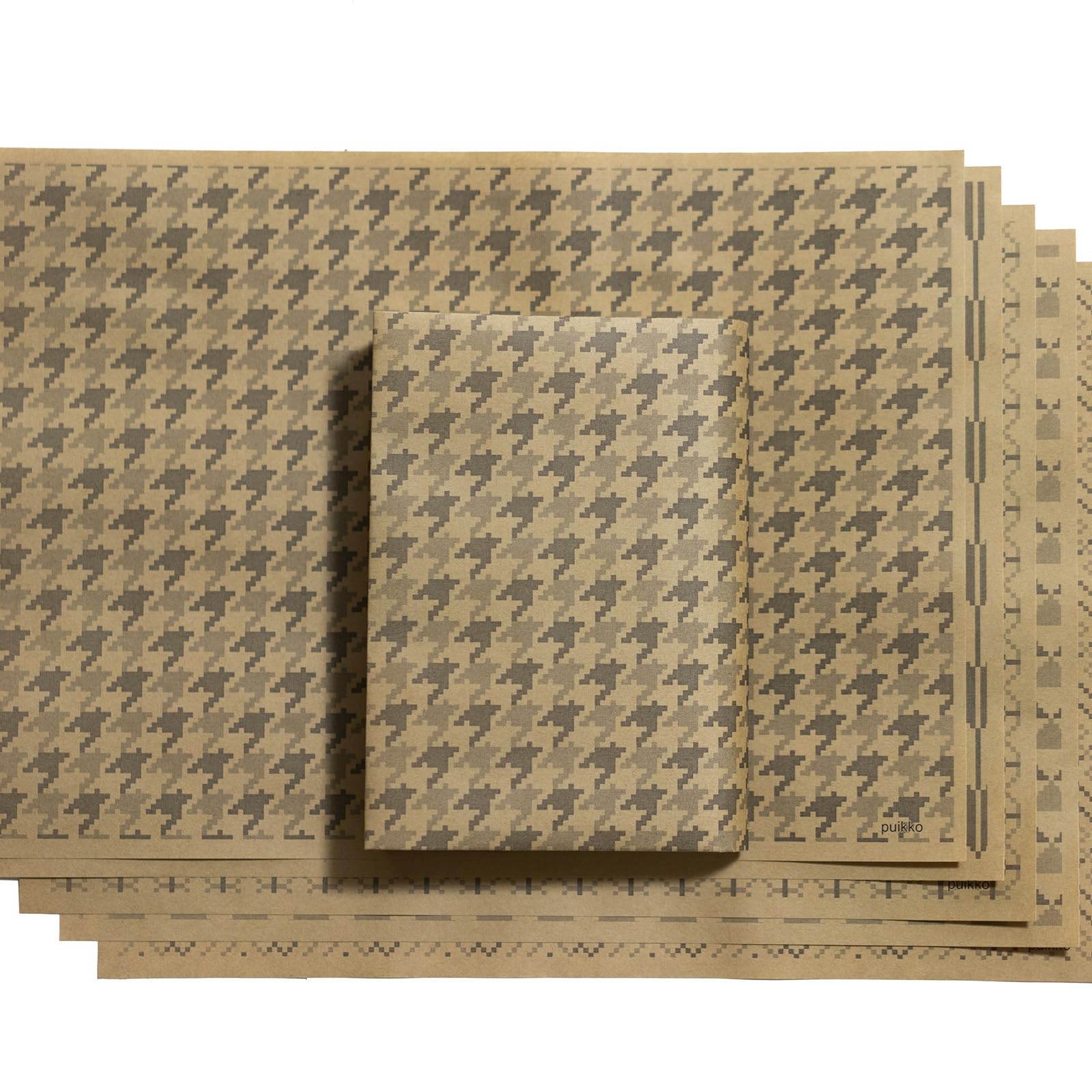 Amazon | puikko 紙製ブックカバー 和柄パターン・ドット（モノクロ）（5枚セット）（クラフト紙） | ブックカバー | 文房具・オフィス用品