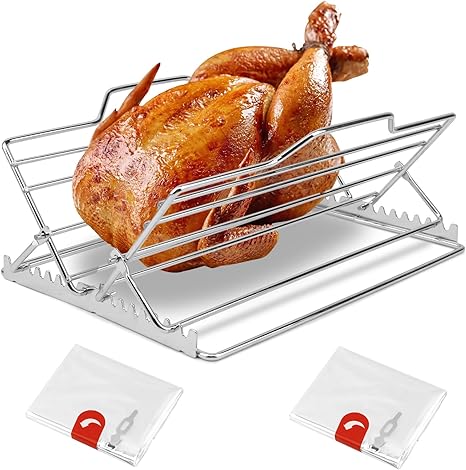 Amazon.com: DiQiRenQin ‌Adjustable Chicken & Turkey Roasting Rack - Non ...