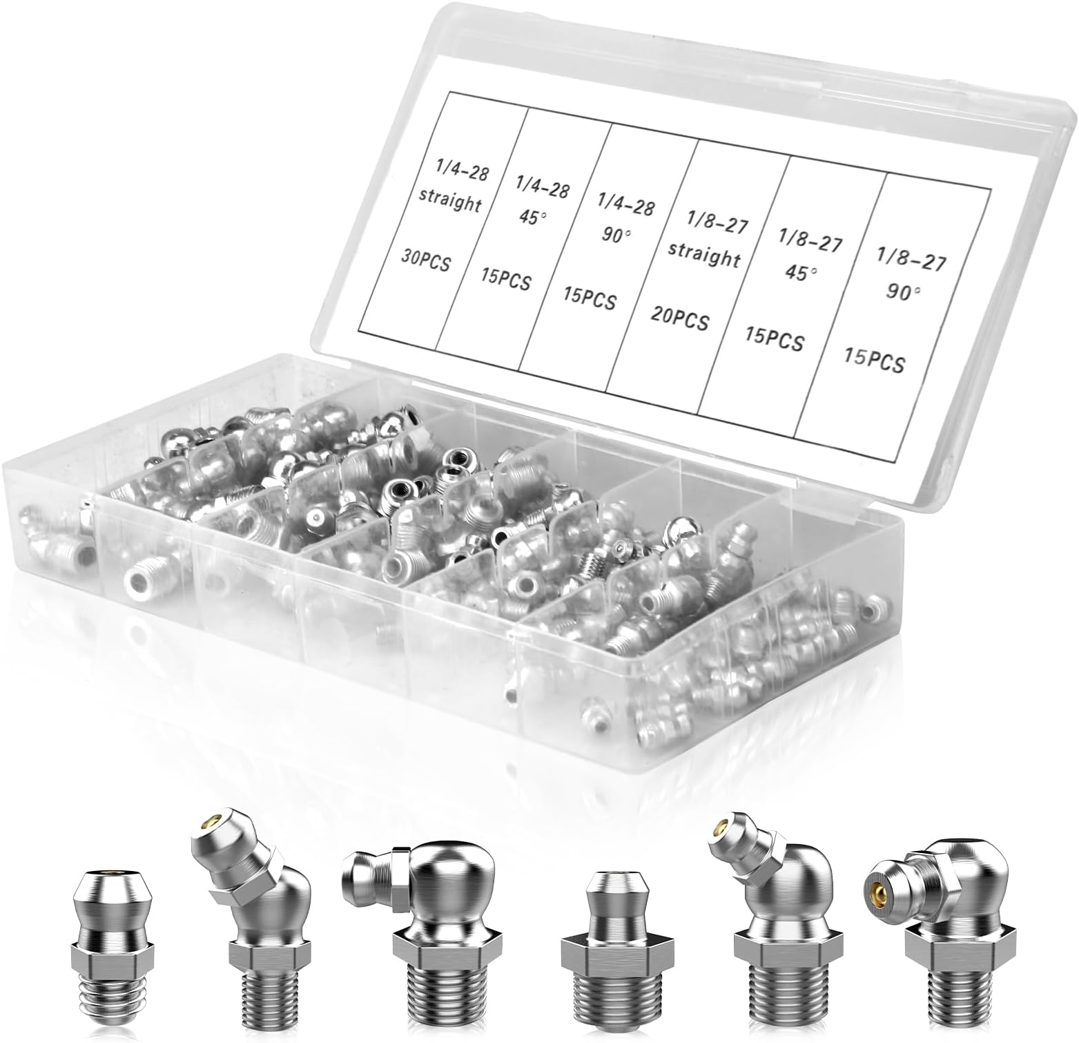 Amazon.com: OYMLANX 110Pcs Galvanized Steel Grease Fittings Kit, SAE 1/ ...