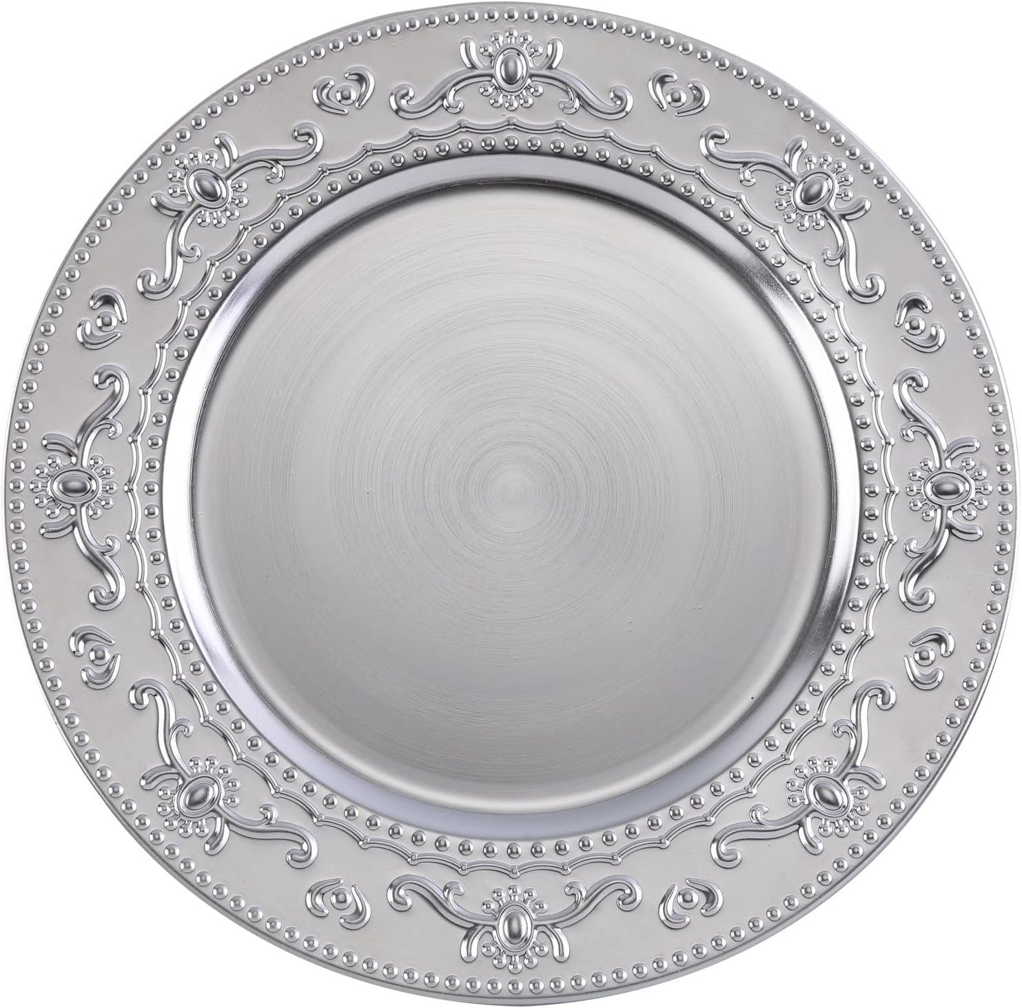 Amazon.com | Tiger Chef 13-Inch Silver Metallic Charger Plates, Set of ...