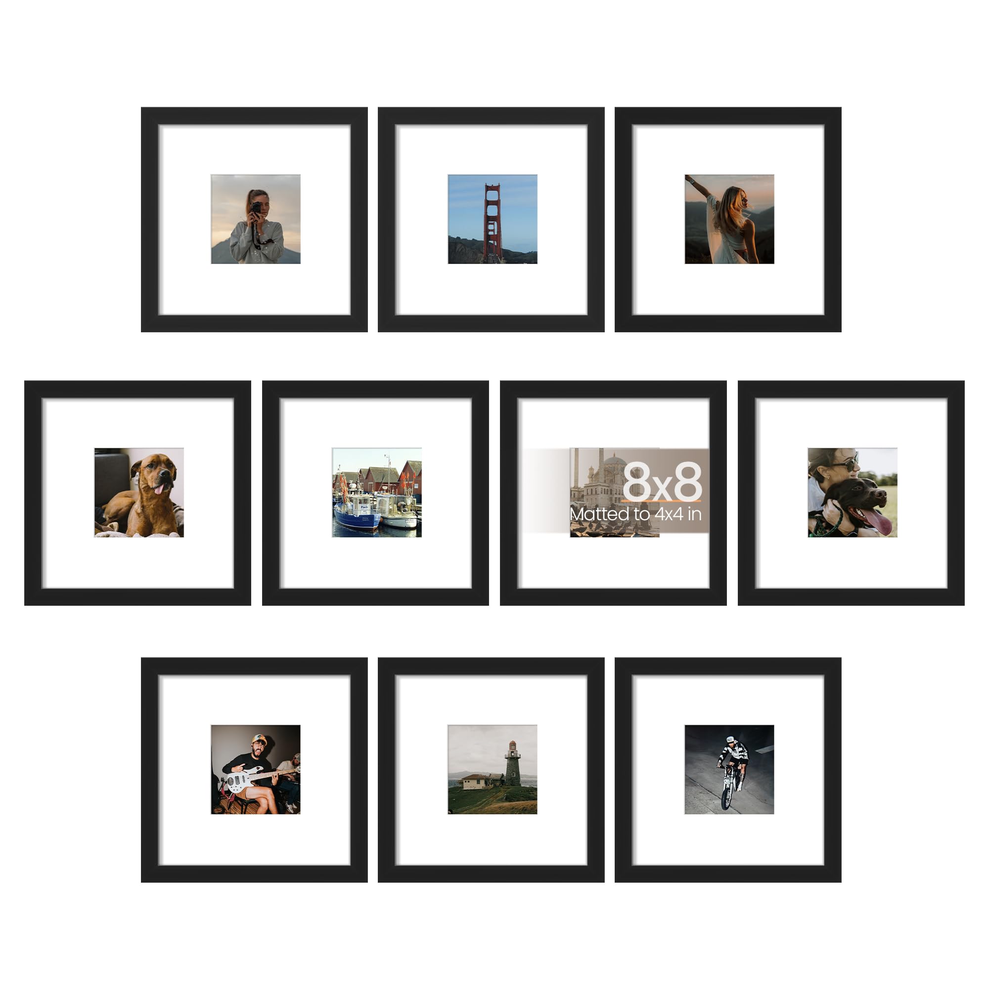 Snapklik.com : Upsimples 8x8 Picture Frame Set Of 10, Display Pictures 4x4