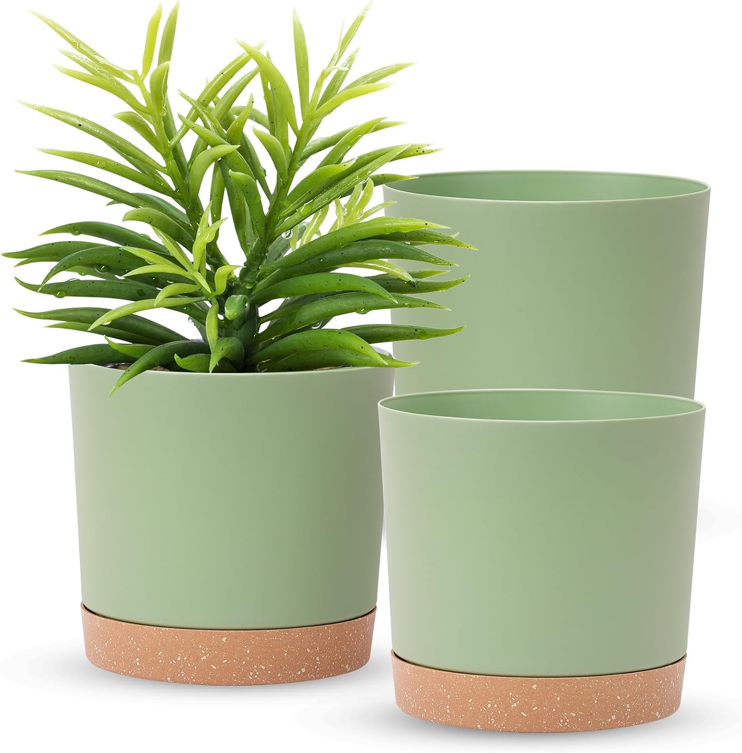 Amazon.com : Whonline 8 Inch Plant Pots, 3 Pack Large Planters Plastic ...