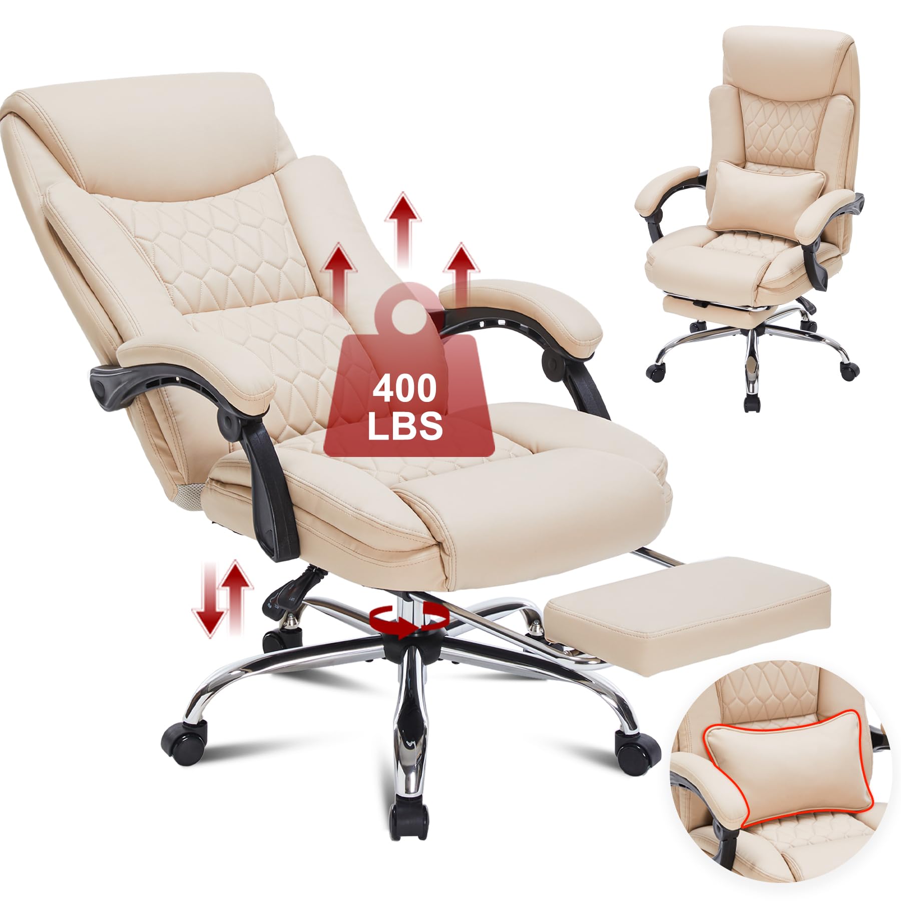 Amazon.com: 400lbs Reclining Executive Office Chair with Foot Rest,Big ...