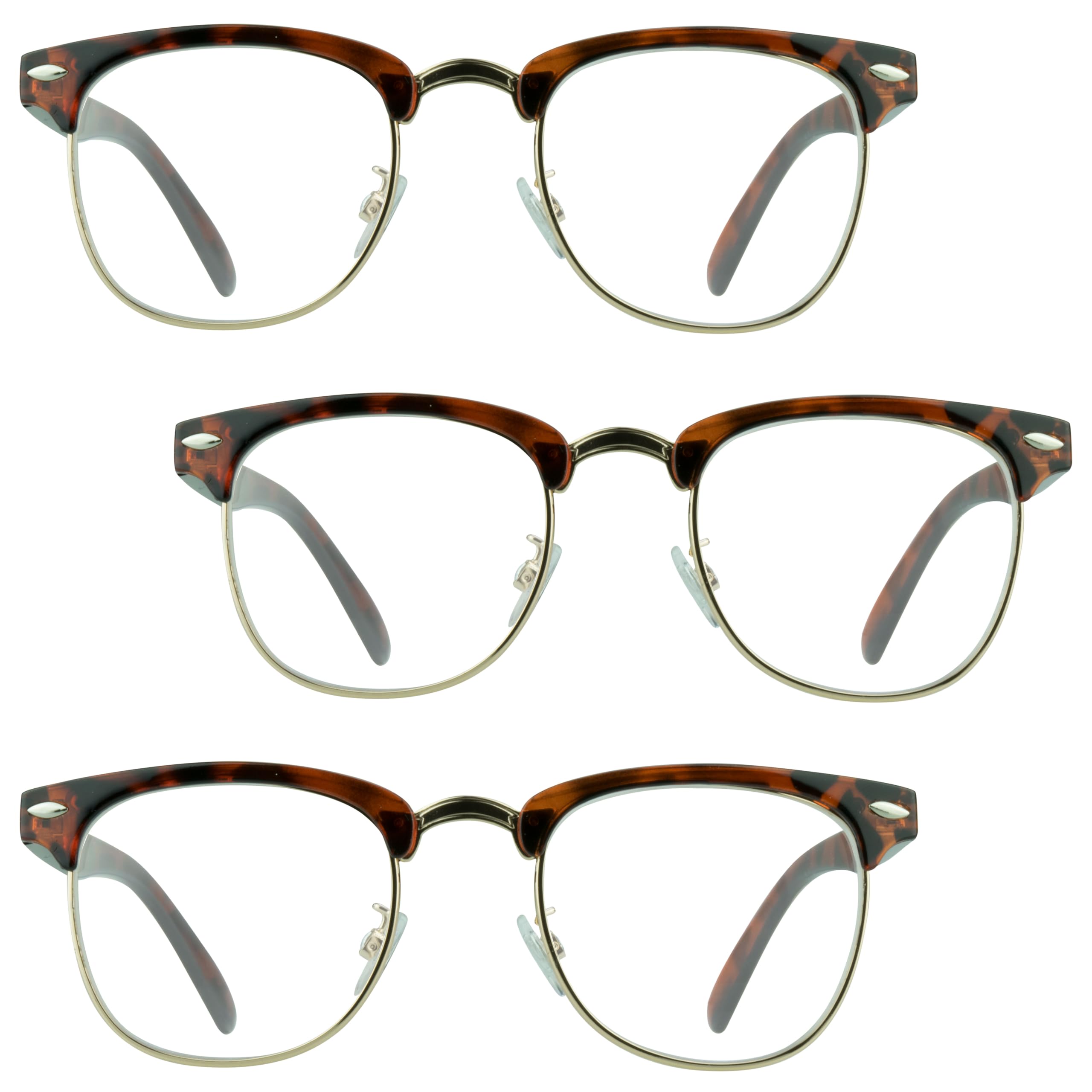 Snapklik.com : 3 Pairs Reading Glasses +1.75 Tortoise Gold Frame Horn ...
