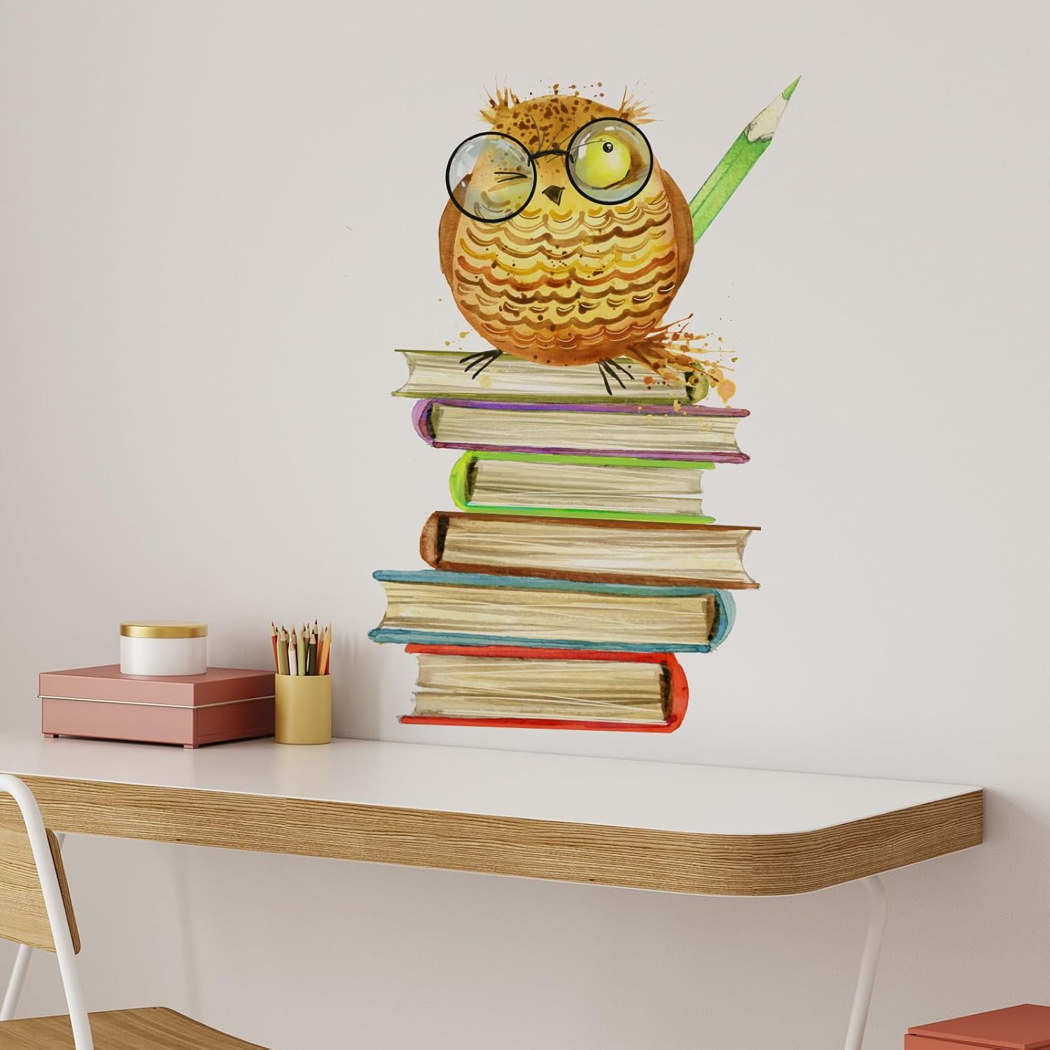 Amazon.com: Owls & Books Wall Decals,Cute Animal Wall Stickers ...