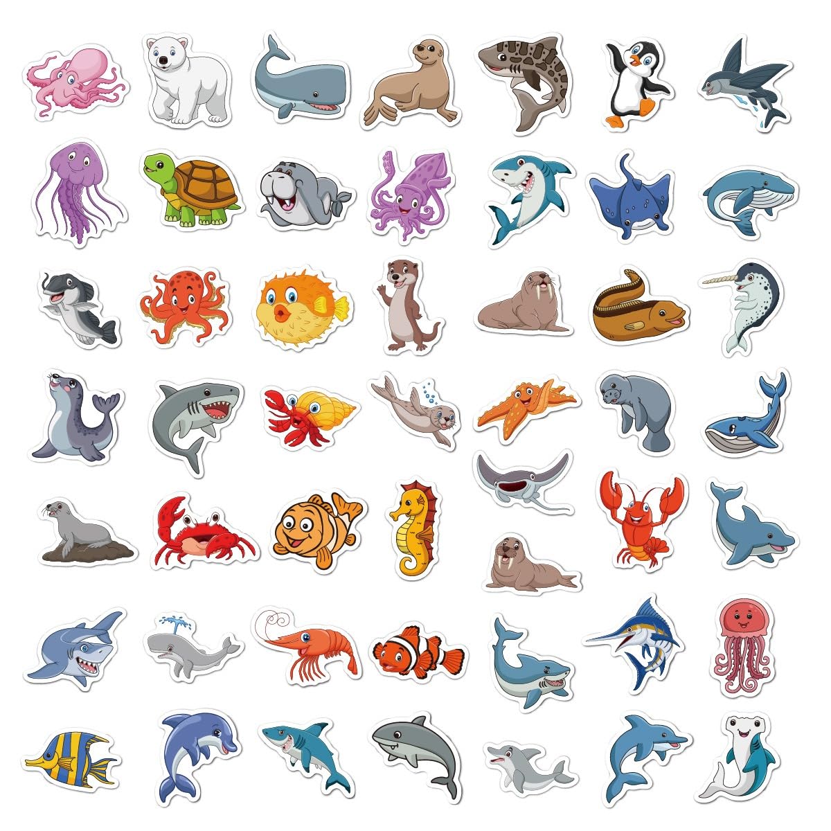 Snapklik.com : 100pcs Sea Animals Stickers For Kids Waterproof Vinyl ...