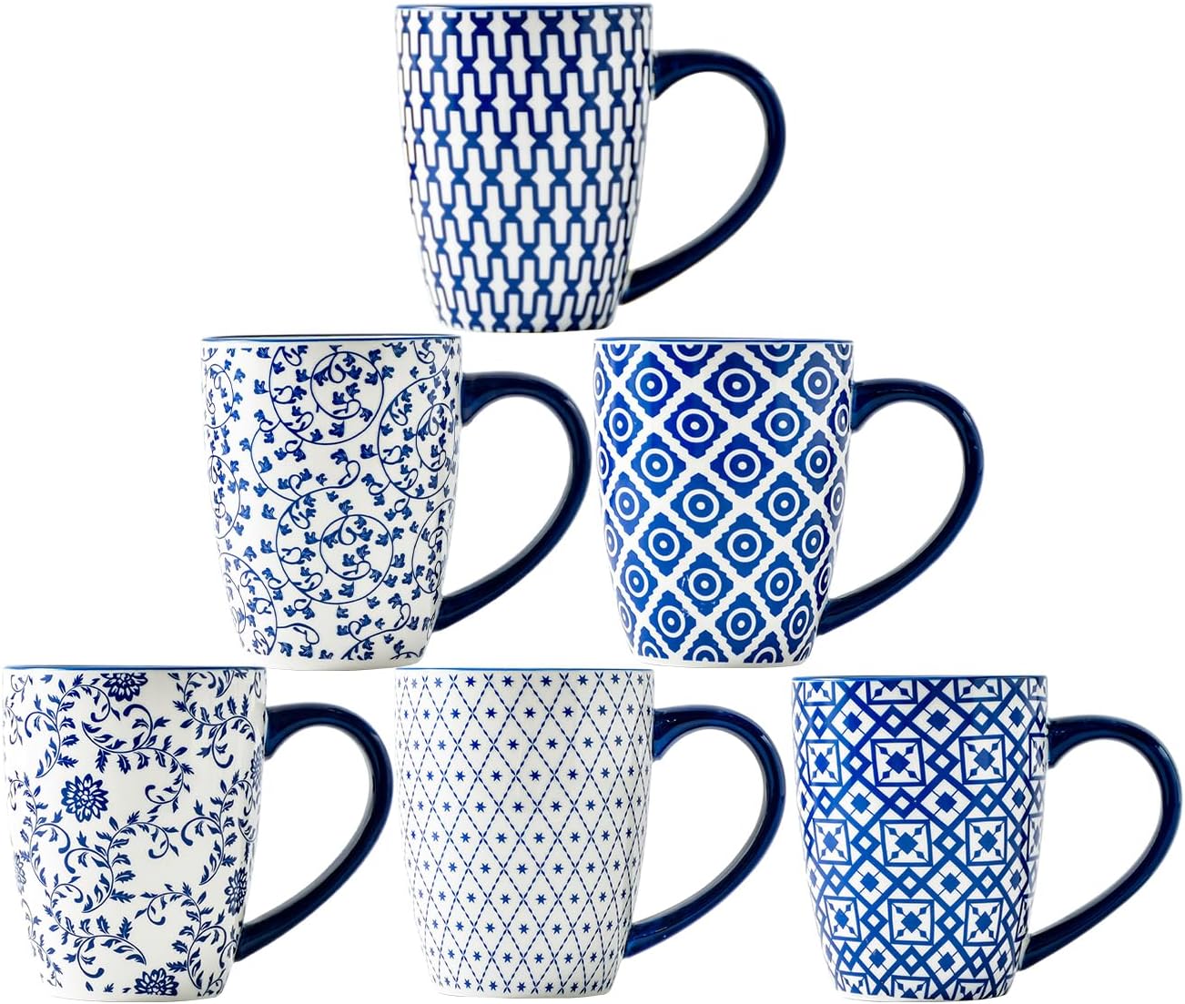 Amazon.com: DOWAN Stoneware Coffee Mugs Set of 6, 16 oz Ceramic Coffee ...