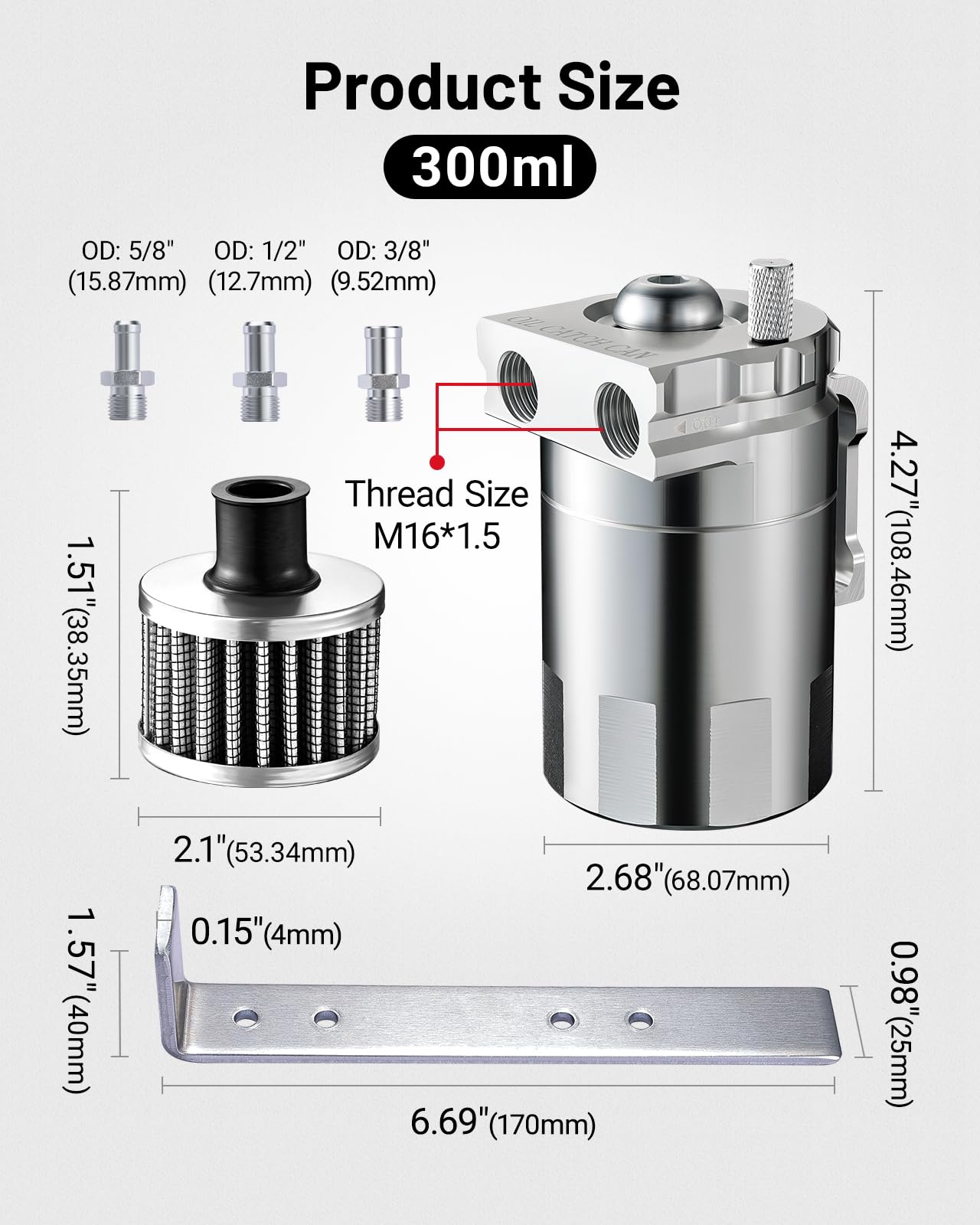 Snapklik.com : EVIL ENERGY Oil Catch Can, Universal Baffled Catch Can Kit