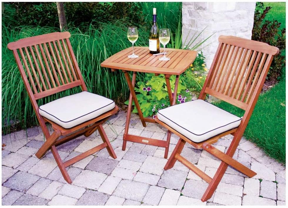 Amazon.com: Outdoor Interiors 3PC Square Bistro Set W/Seat Cushions ...
