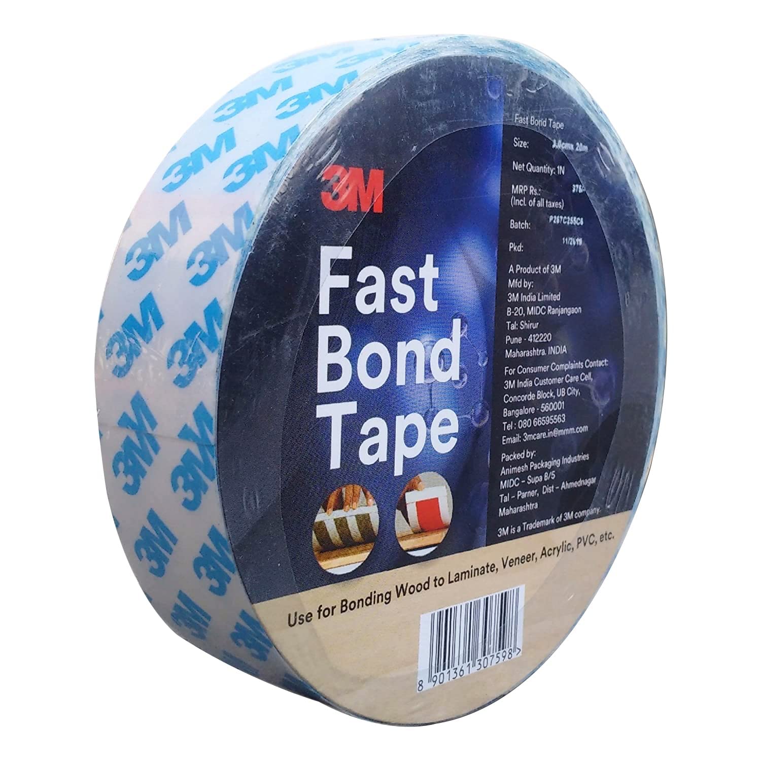 3M Fastbond Double Sided Adhesive Tape for Metals, Plastic, Glass, Wood ...