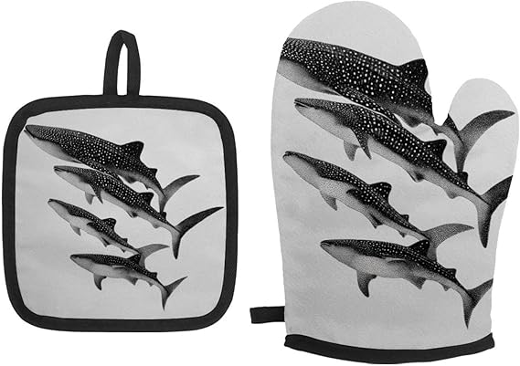 Sea Animals Whale Sharks (3) Heat Resistant Oven Mitts and Pot Holders ...