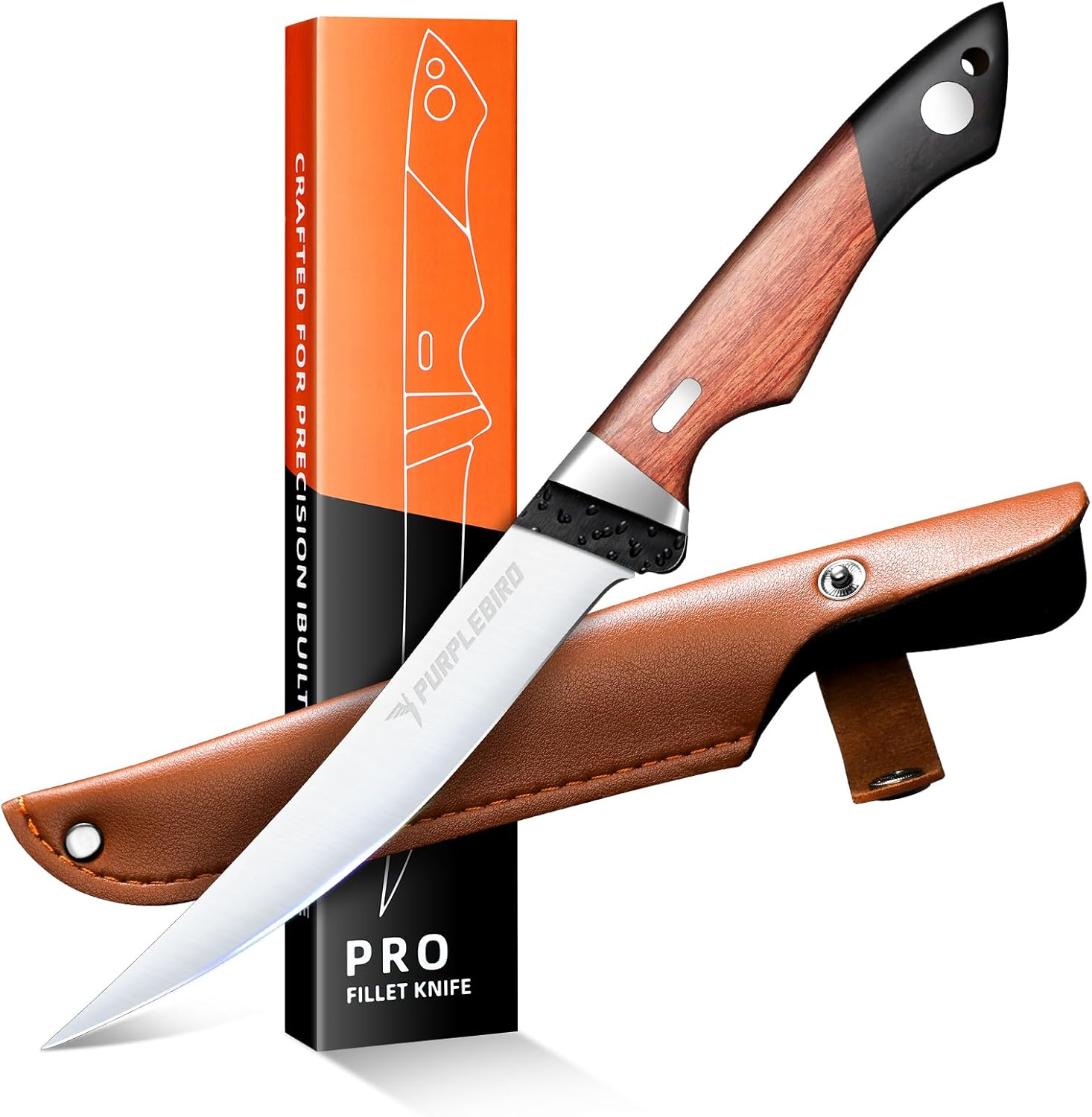 Amazon.com: PURPLEBIRD 6" Fillet Knife for Fish with Sheath, 440C ...