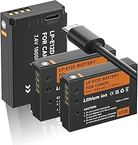 Amazon.com: Mspalocell LP-E12 Battery,LP-E12 Lithium-ion Battery 3 Pack USB Direct Charging for ...