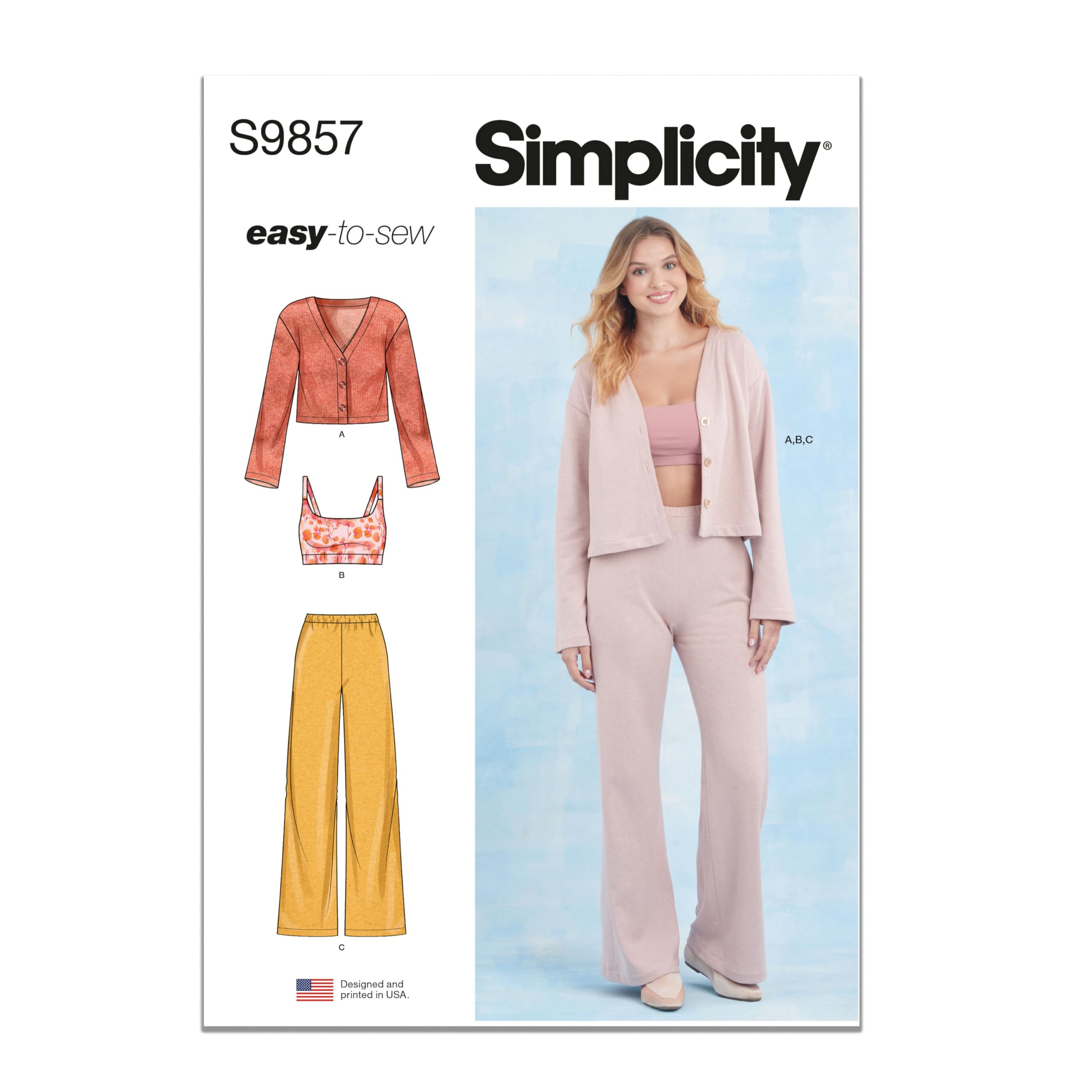 Amazon.com: Simplicity Misses' Knit Cardigan, Bralette, and Pants ...