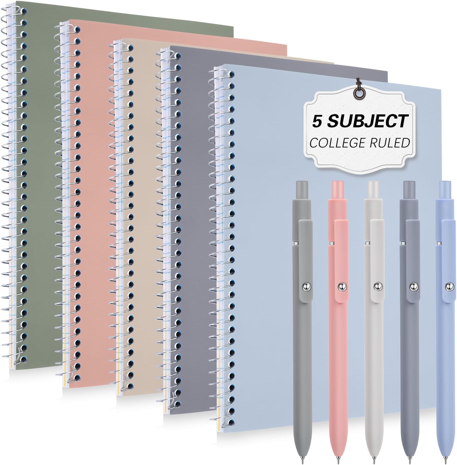 Amazon.com : Qilery 6 Pack 5 Subject Notebook College Ruled with ...