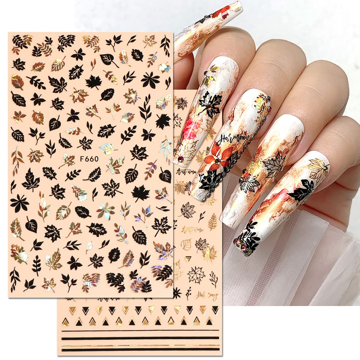 Amazon.com: 3D Fall Nail Art Stickers Autumn Nail Decals Self-Adhesive ...