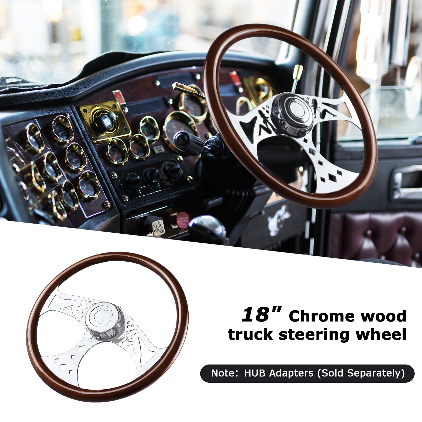 Snapklik.com : 18 Inch Wooden Truck Steering Wheel Classic Grant ...