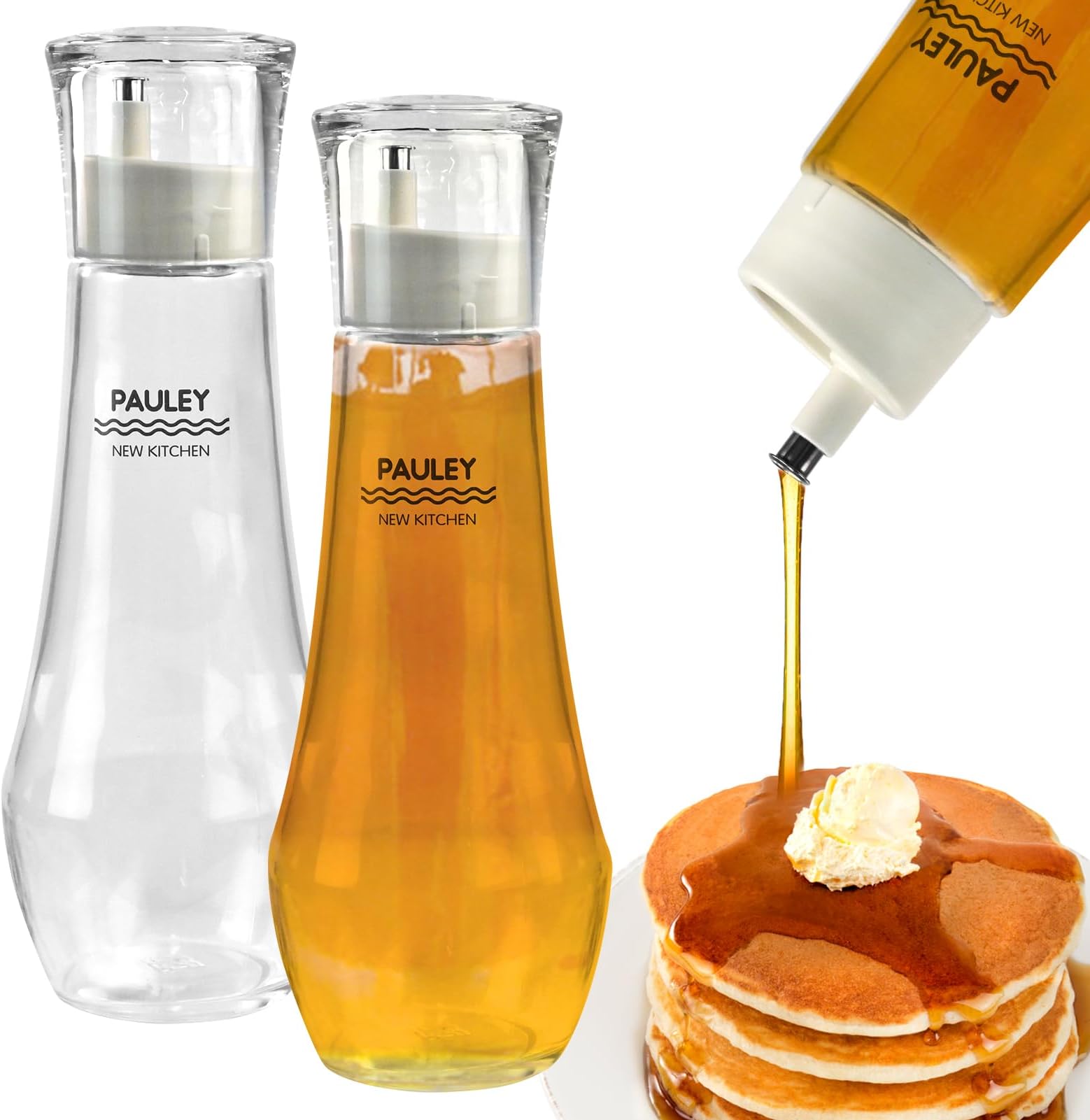Amazon.com: 2 Pcs 8.8oz Syrup Dispenser Honey Pot with Lid Cup, Glass ...
