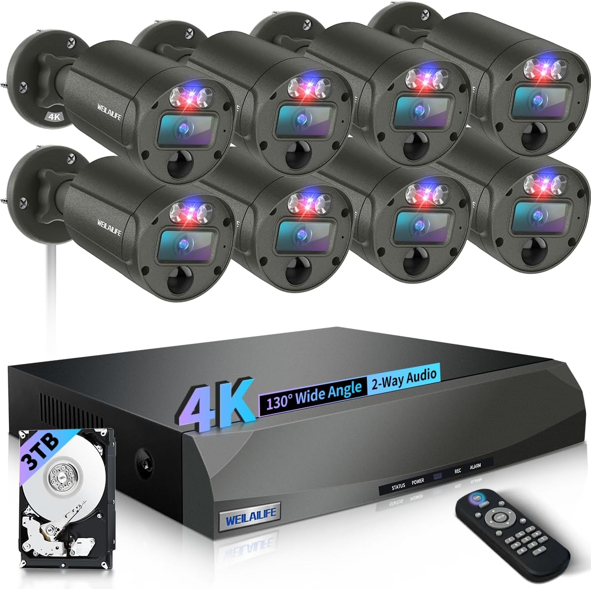 Amazon.com : 【2-Way Audio】 Outdoor Wired Security Camera System, Wired ...