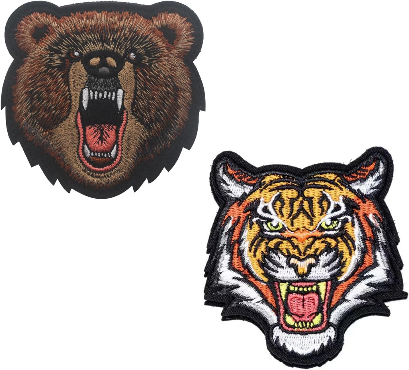 Amazon.com: lkLiovaha 2-Pack Roaring Bear and Tiger Embroidered ...