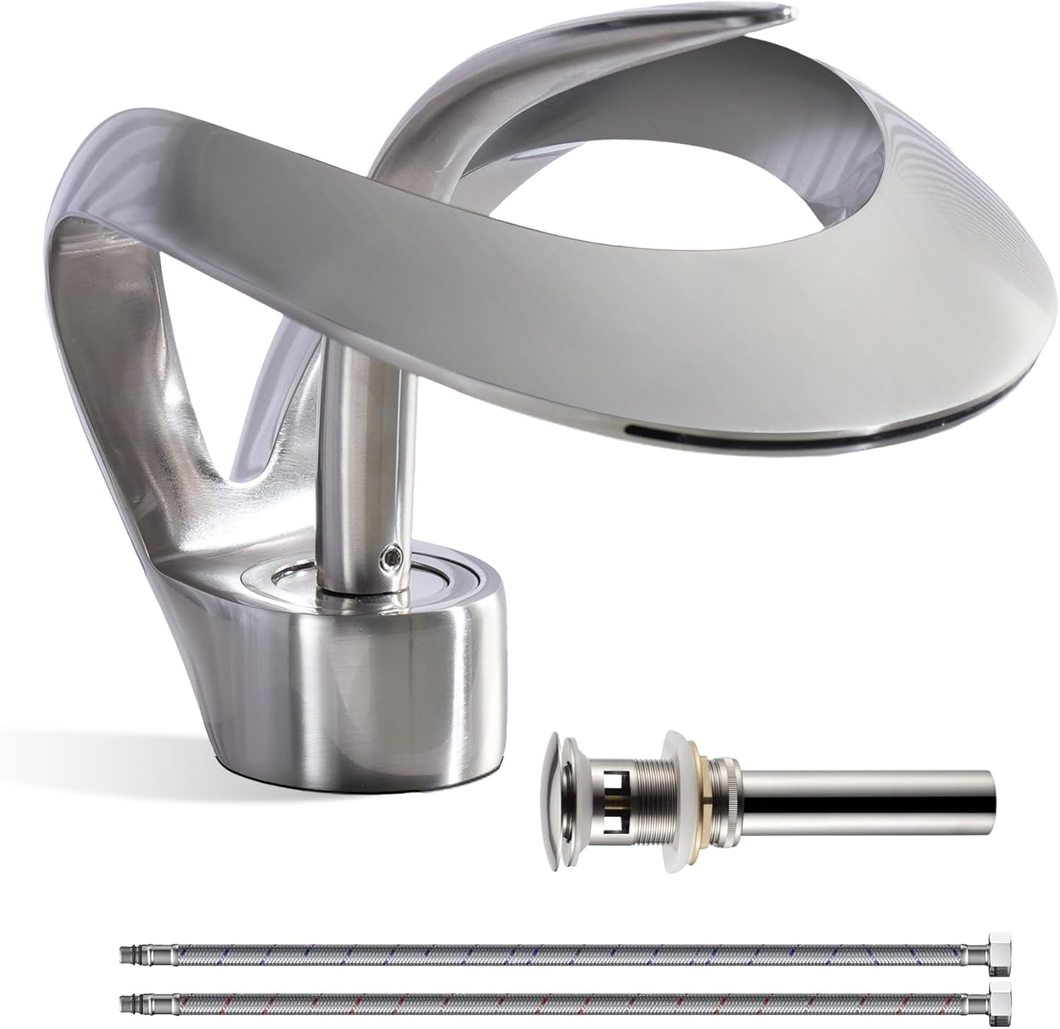 Elegant Bathroom Sink Faucet Single Hole,AUU Waterfall Brushed Nickel ...