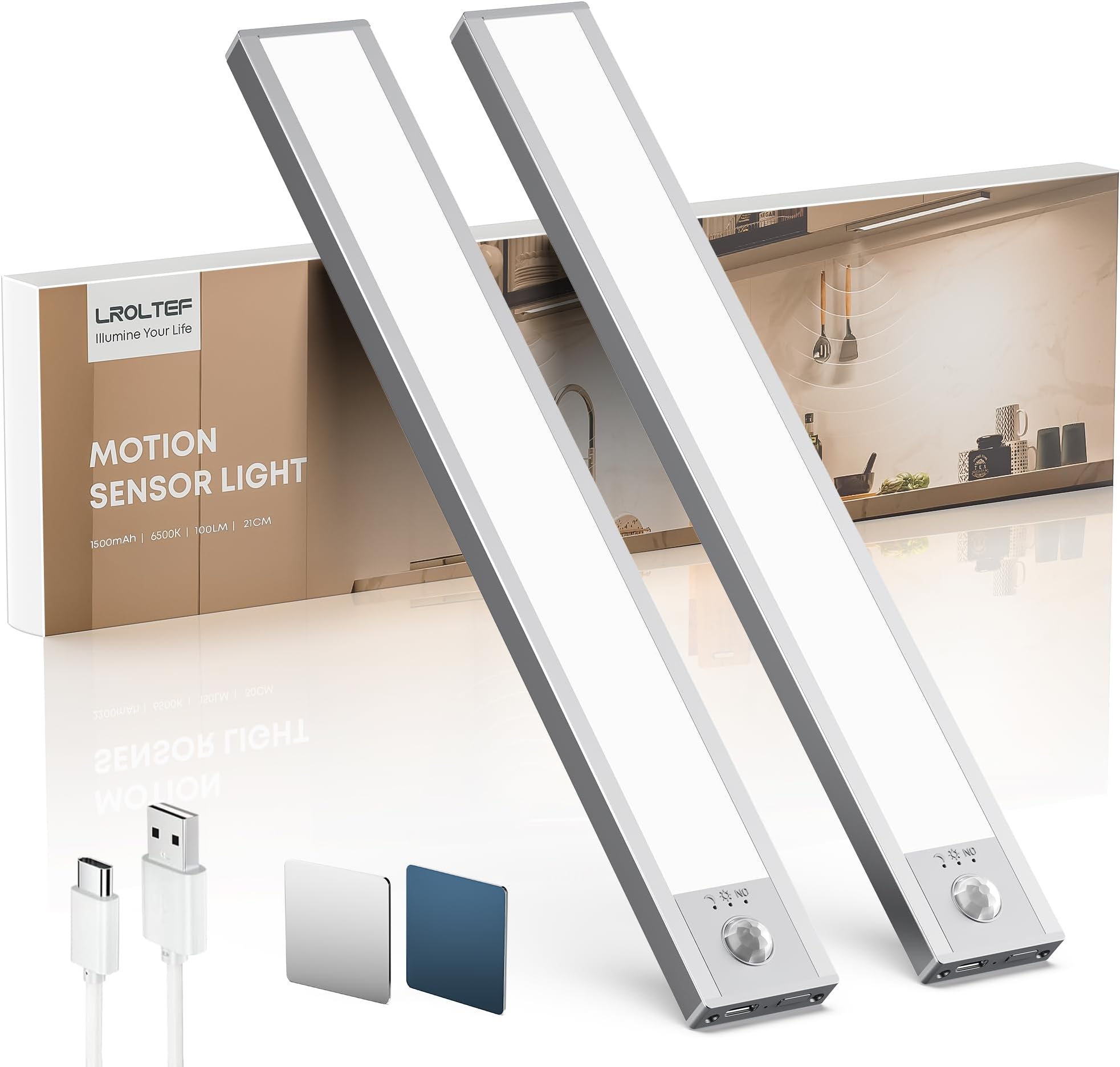 Buy libtit Motion Sensor Under Cabinet Lighting, 1500Amh 3000K LED USB ...