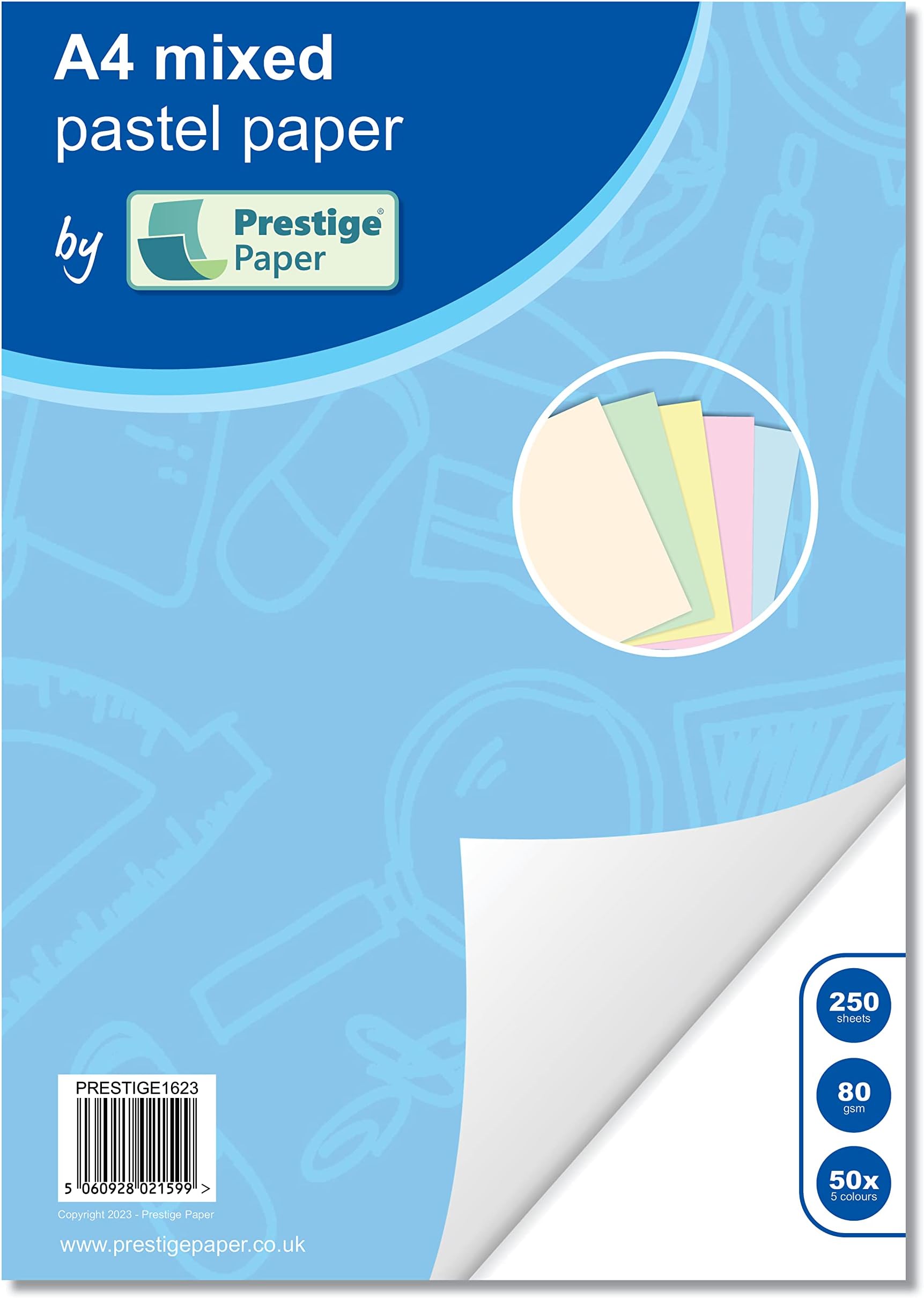 Prestige A4 Mixed Pastel Paper - Assorted Coloured 80gsm Paper - Pastel ...