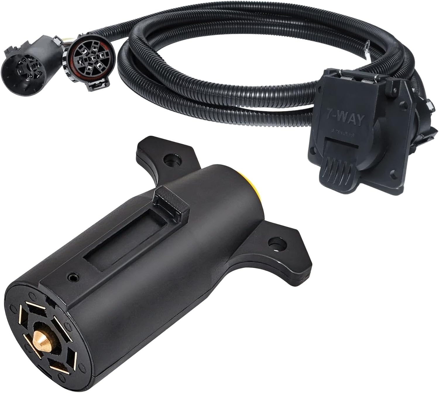 Amazon.com: MECMO 5th-Wheel 7 Pin Truck Bed Trailer Wiring Harness with RV 7 Pin Trailer Plug ...