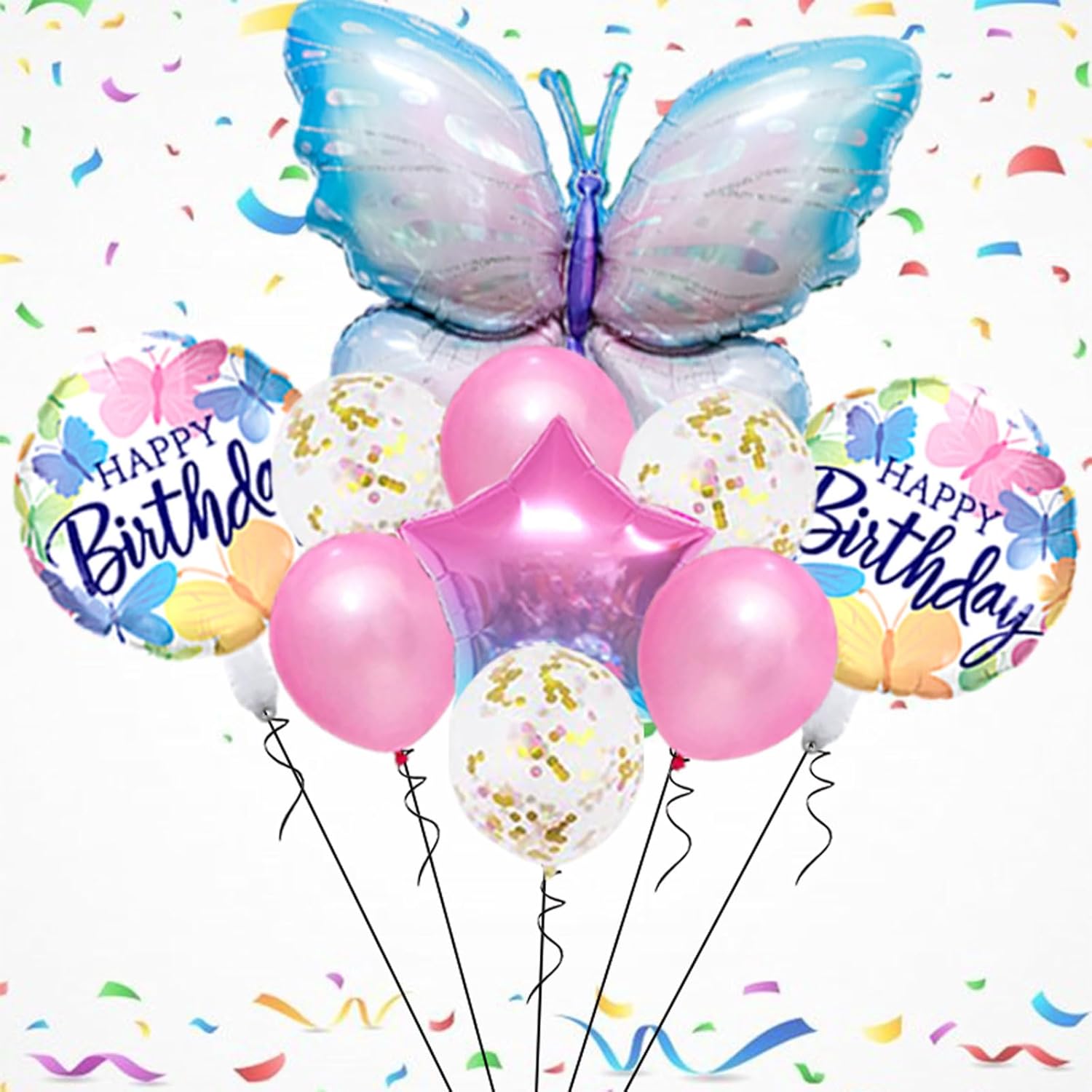 Amazon.com: 10Pcs Butterfly Birthday Decorations, Blue Butterfly ...