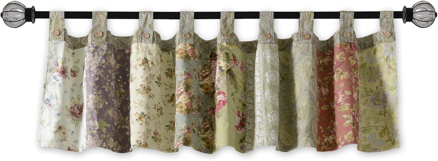 Greenland Home Blooming Prairie Authentic Patchwork Tab Top Window ...