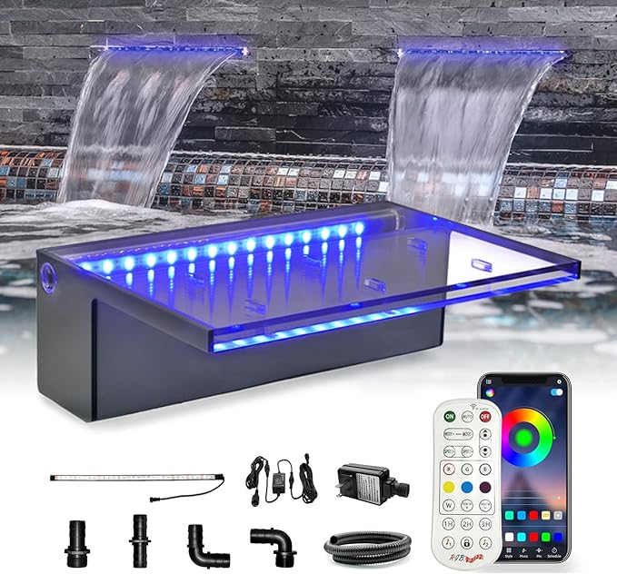Amazon.com: LONGRUN Waterfall Spillway APP Control Multi-Color LED ...